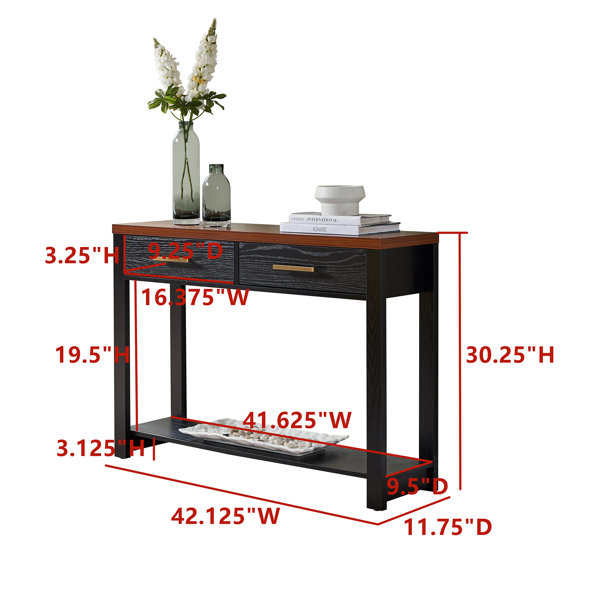 Everly Quinn Metellus Modern Console Table with 2 Storage Drawers and ...