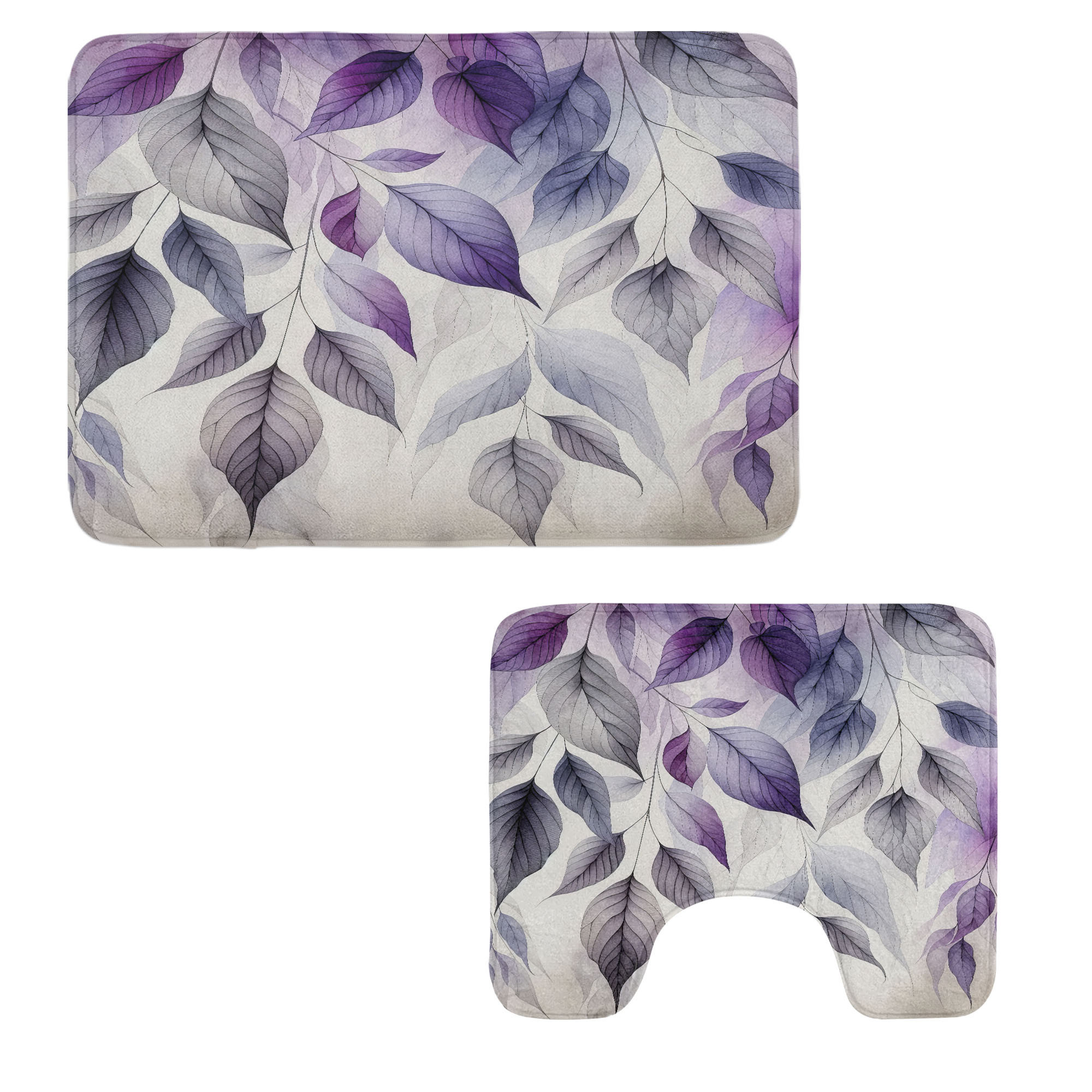 East Urban Home Purple Bathroom Rug Set 2 Pieces Rectangle & Contour ...