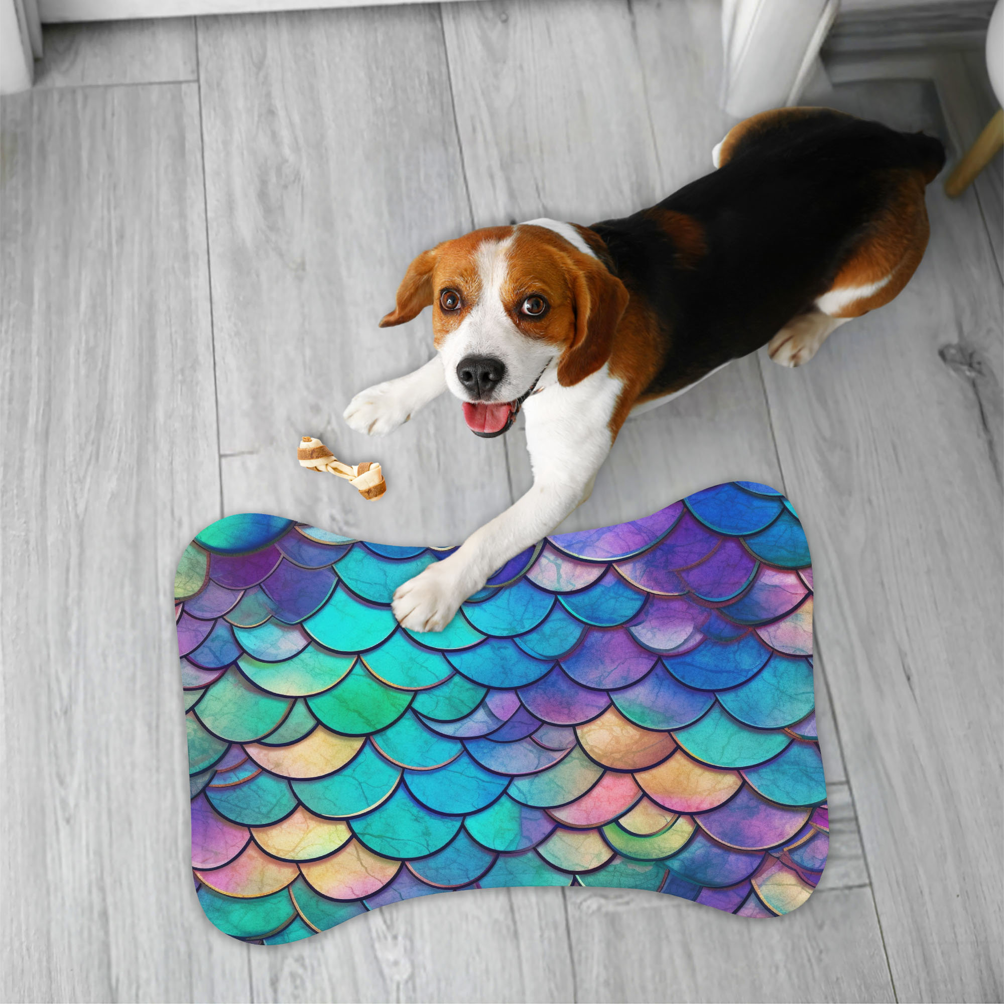 MentionedYou Prismatic Scales - 1 Piece Bone Shape Feeding Mat | Wayfair