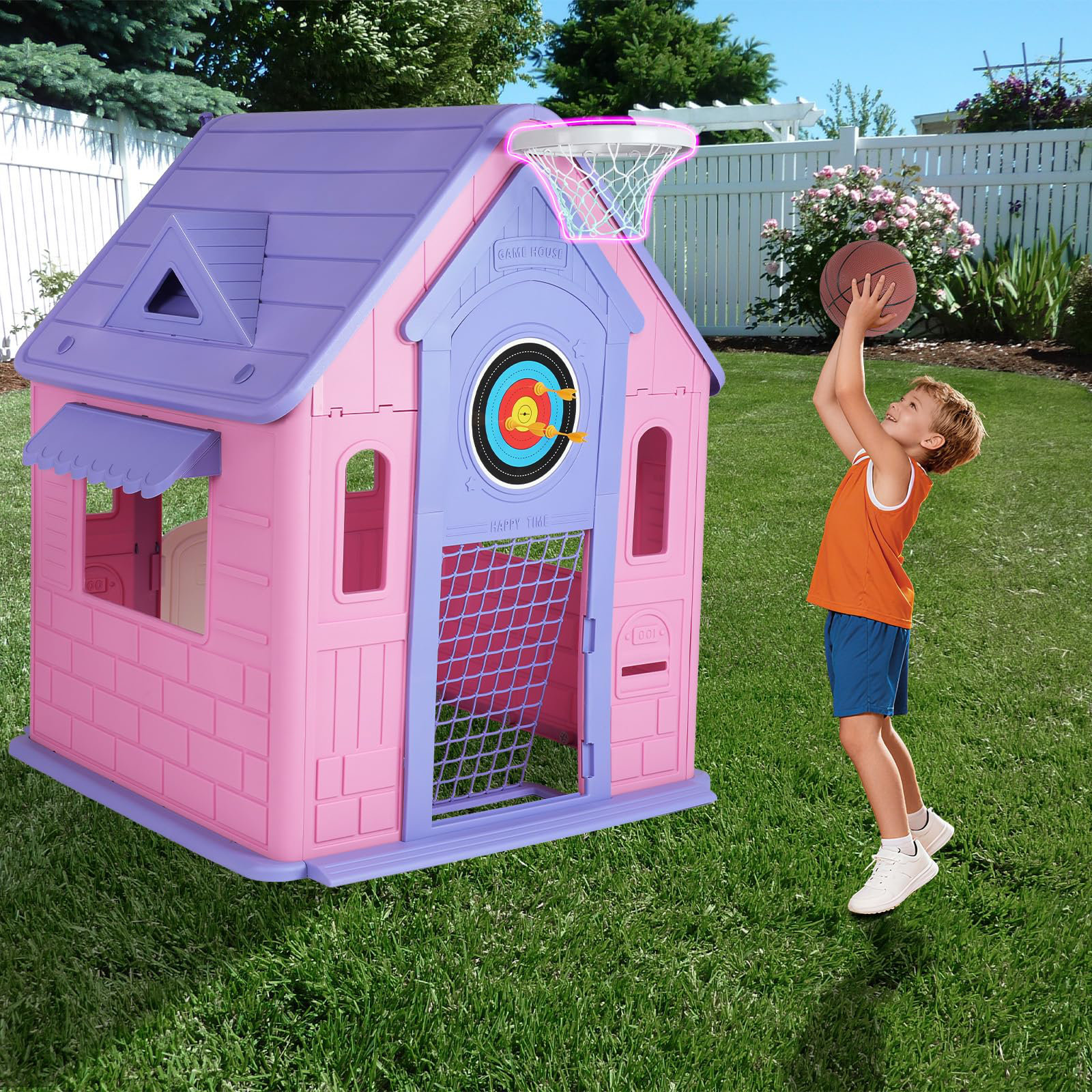 Rebrilliant Charming Cottage Playhouse for Kids - Indoor Outdoor Play ...