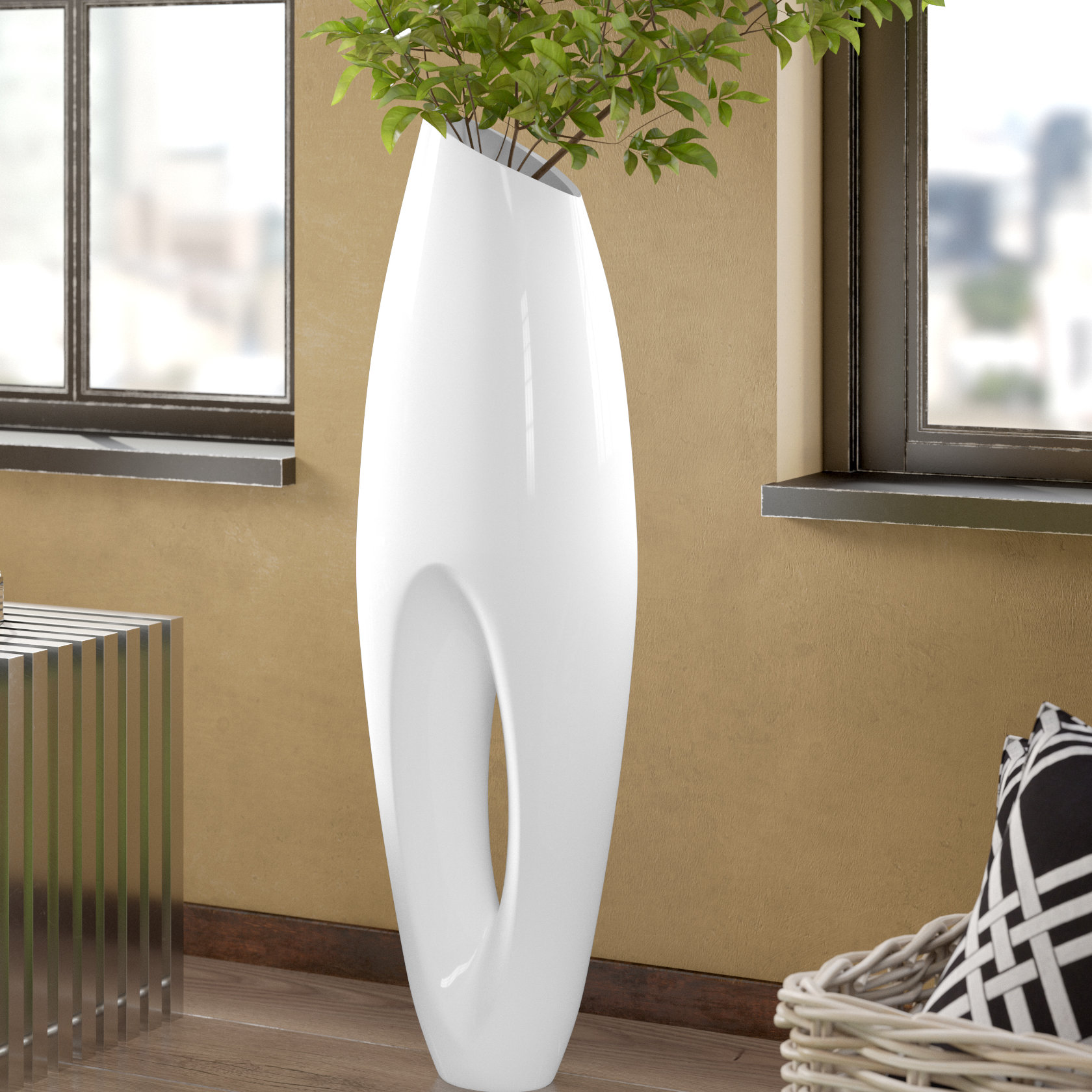 Orren Ellis Hada White Floor Vase & Reviews | Wayfair