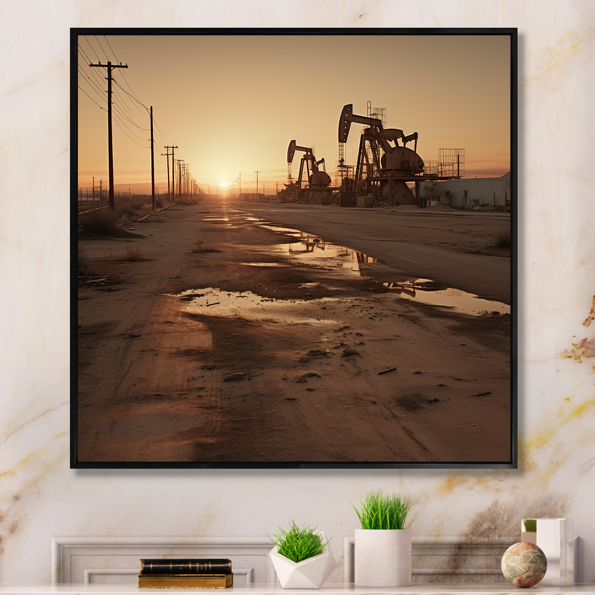 Ebern Designs Oill Drilling Rigs Field Winter Scenery I On Canvas Print ...