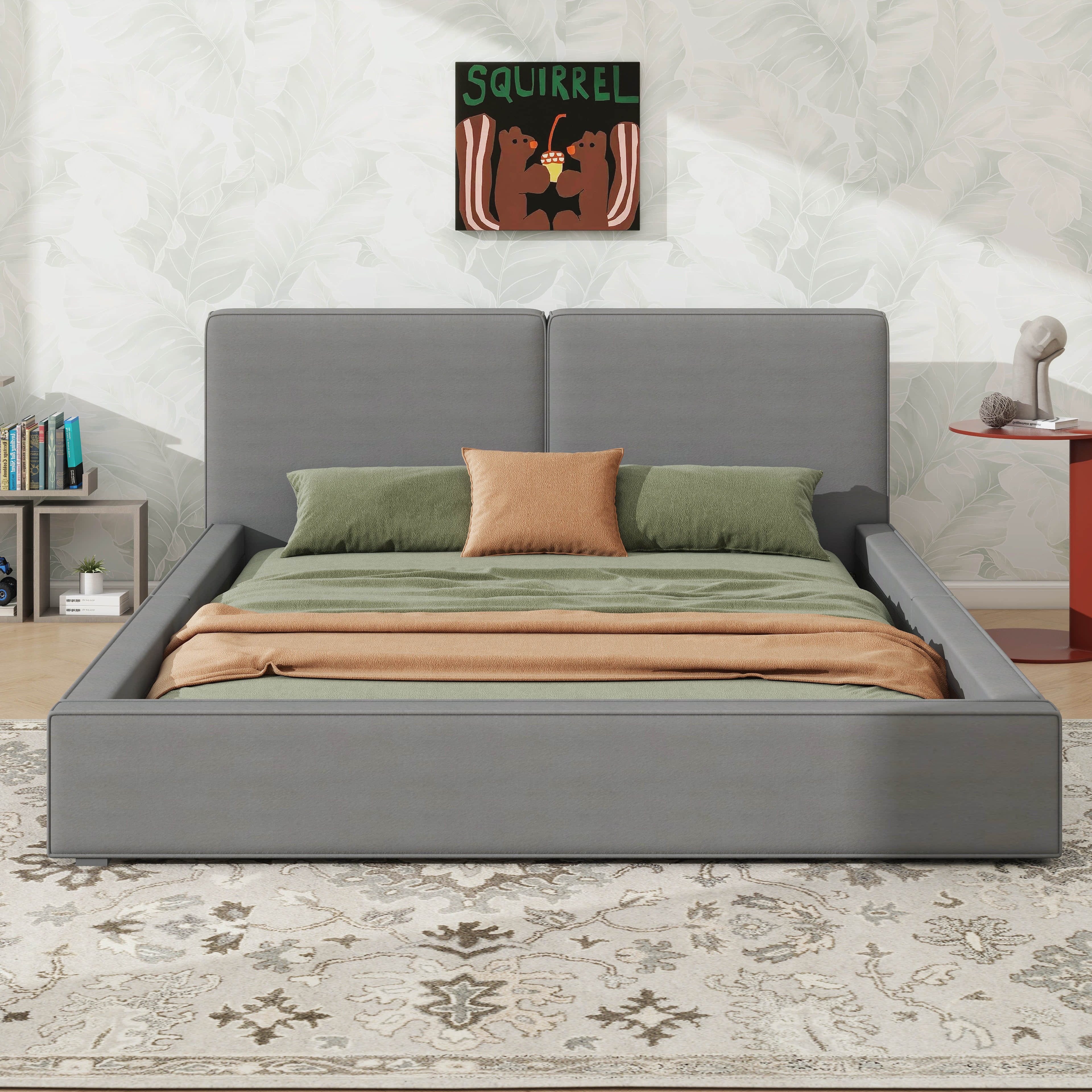 Latitude Run® Queen-Sized Upholstered Platform Bed With Robust Solid ...