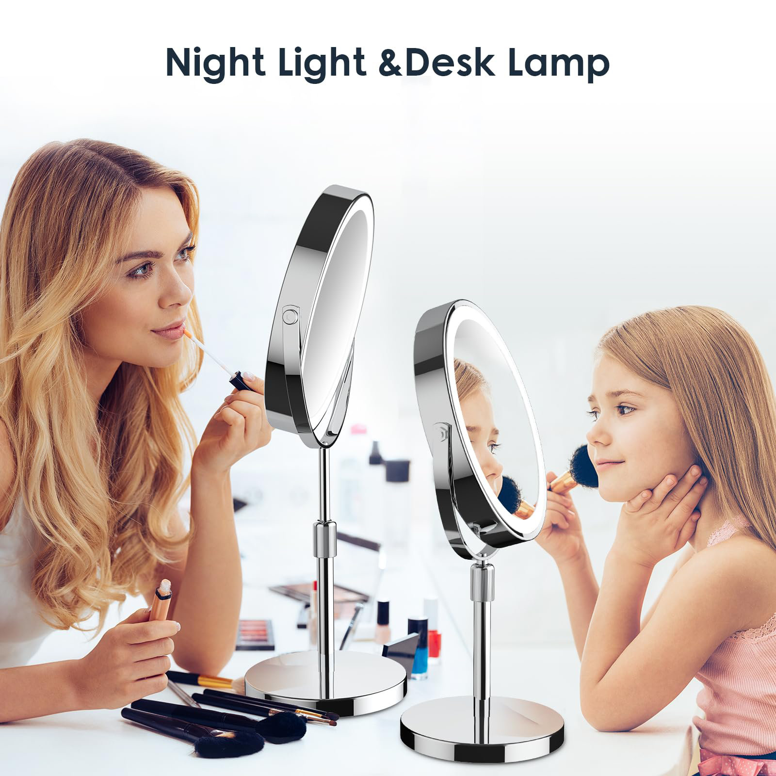 Symple Stuff Makeup Mirror With Lights, Height & Brightness Adjustable ...