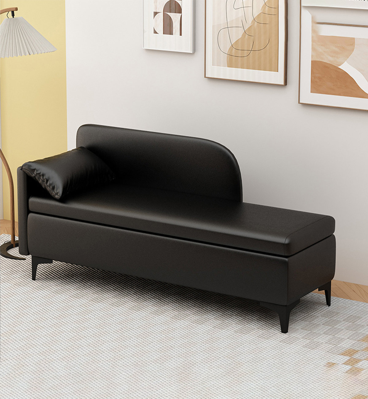 Corrigan Studio Cat Claw Leather Chaise Lounge Storage Ottoman ...