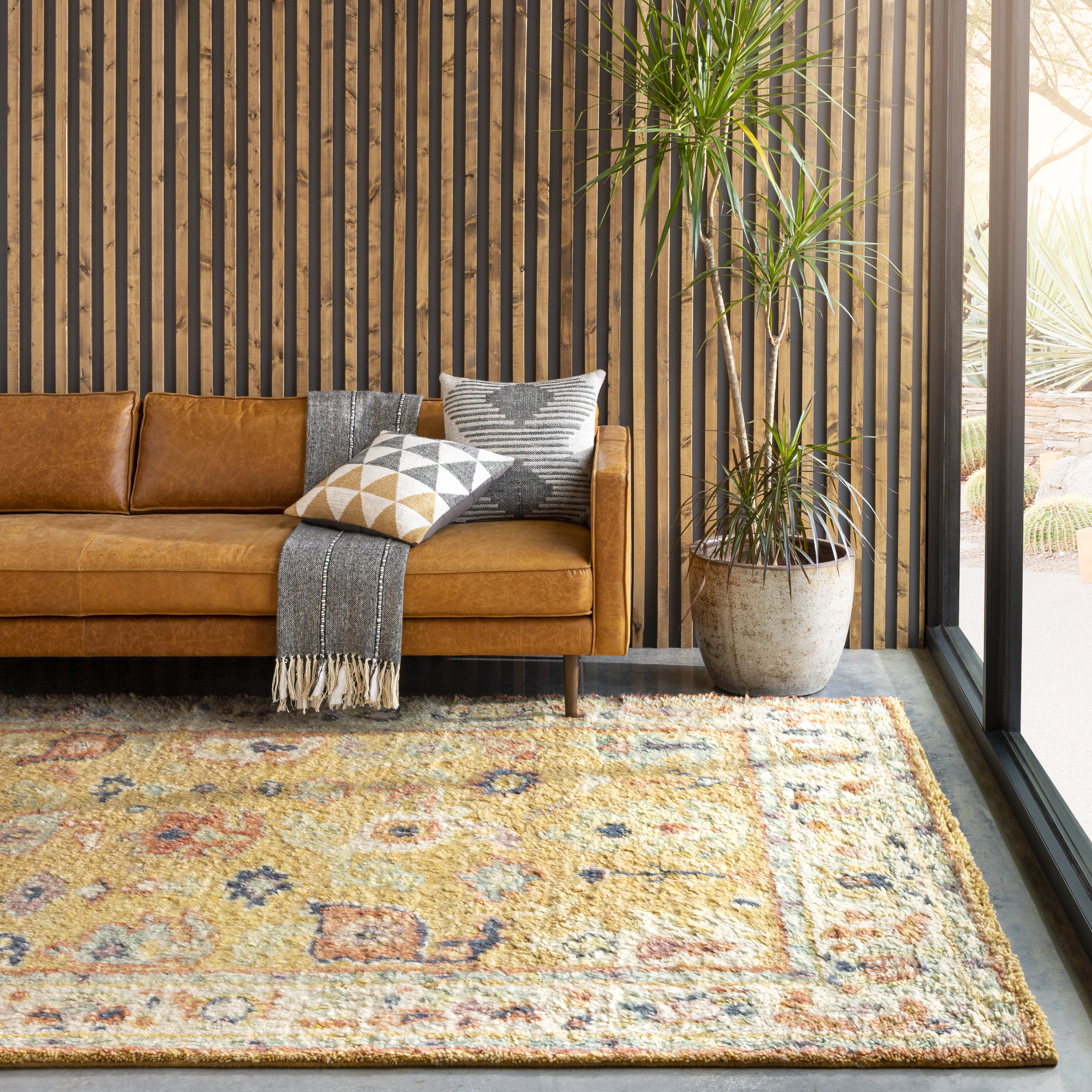 Langley Street Longe Oriental Hand Knotted Wool Yellow/Orange Area Rug ...