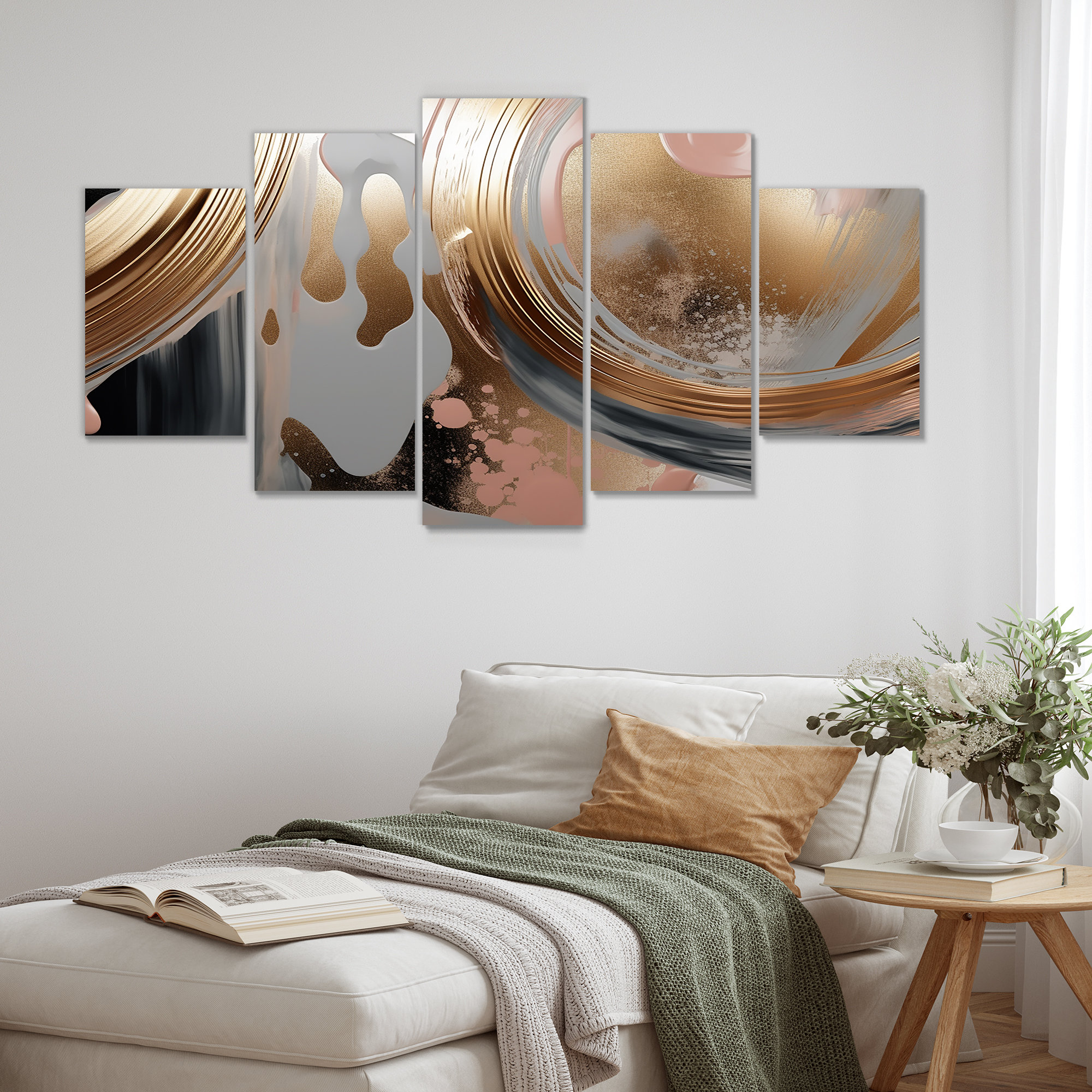 Mercer41 'Abstract Golden And Pink Infinity Circles VII - Abstract ...
