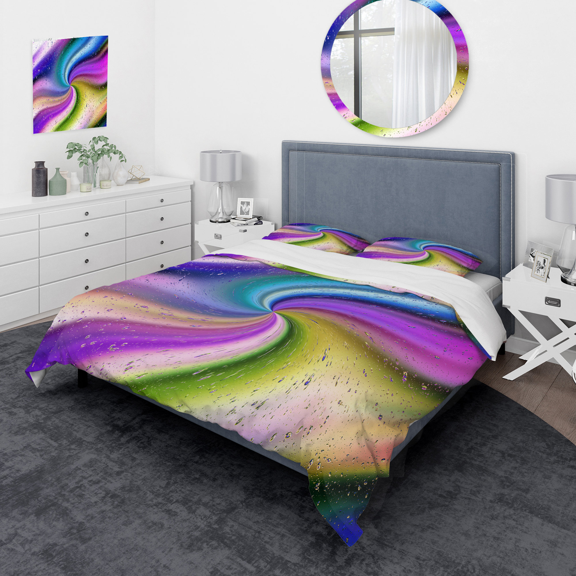 Design Art Purple And Blue Spiral I - Modern Duvet Cover Set ...