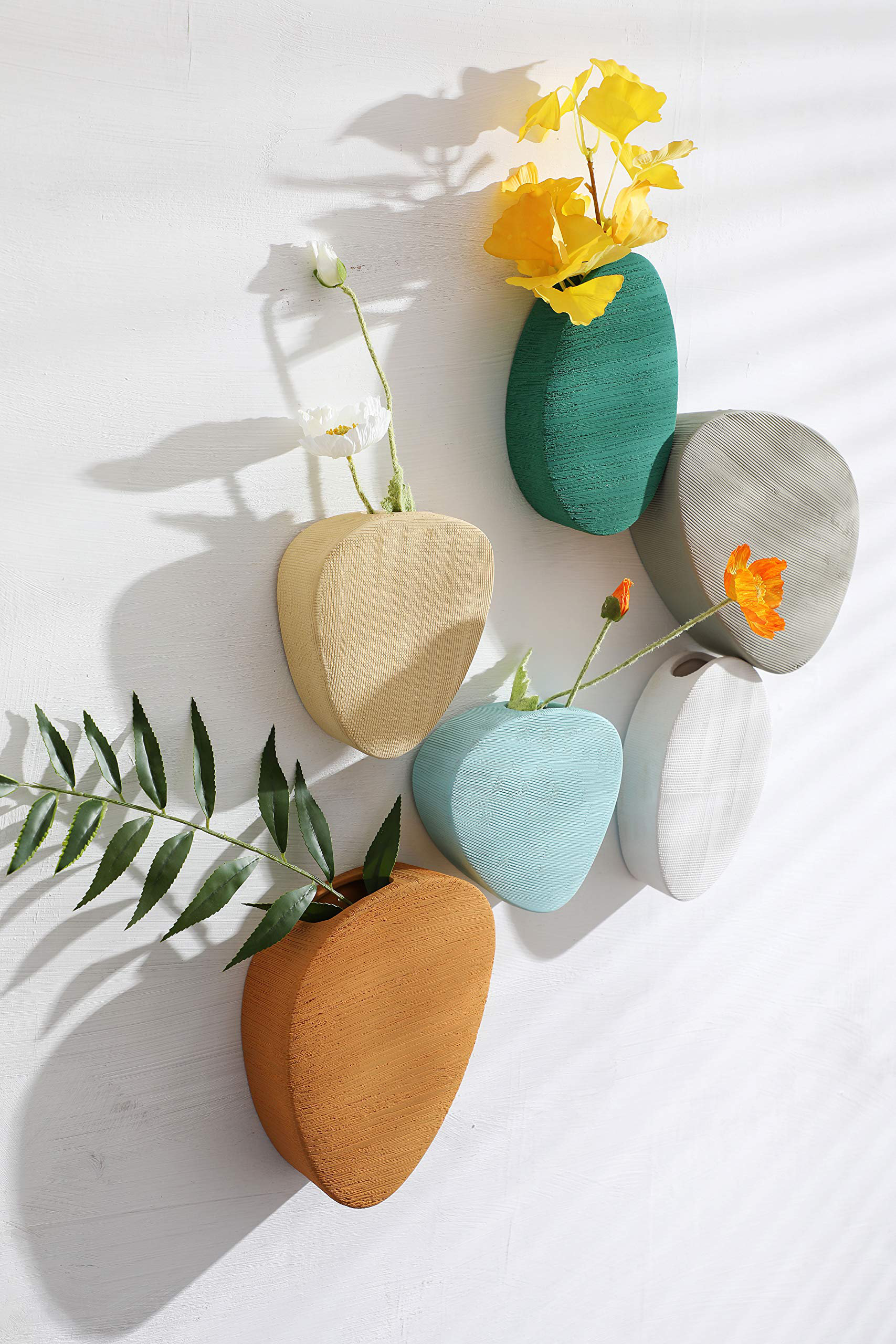 Latitude Run® 6 Pcs Wall Succulent Planters, Ceramic Wall Mount Planter ...