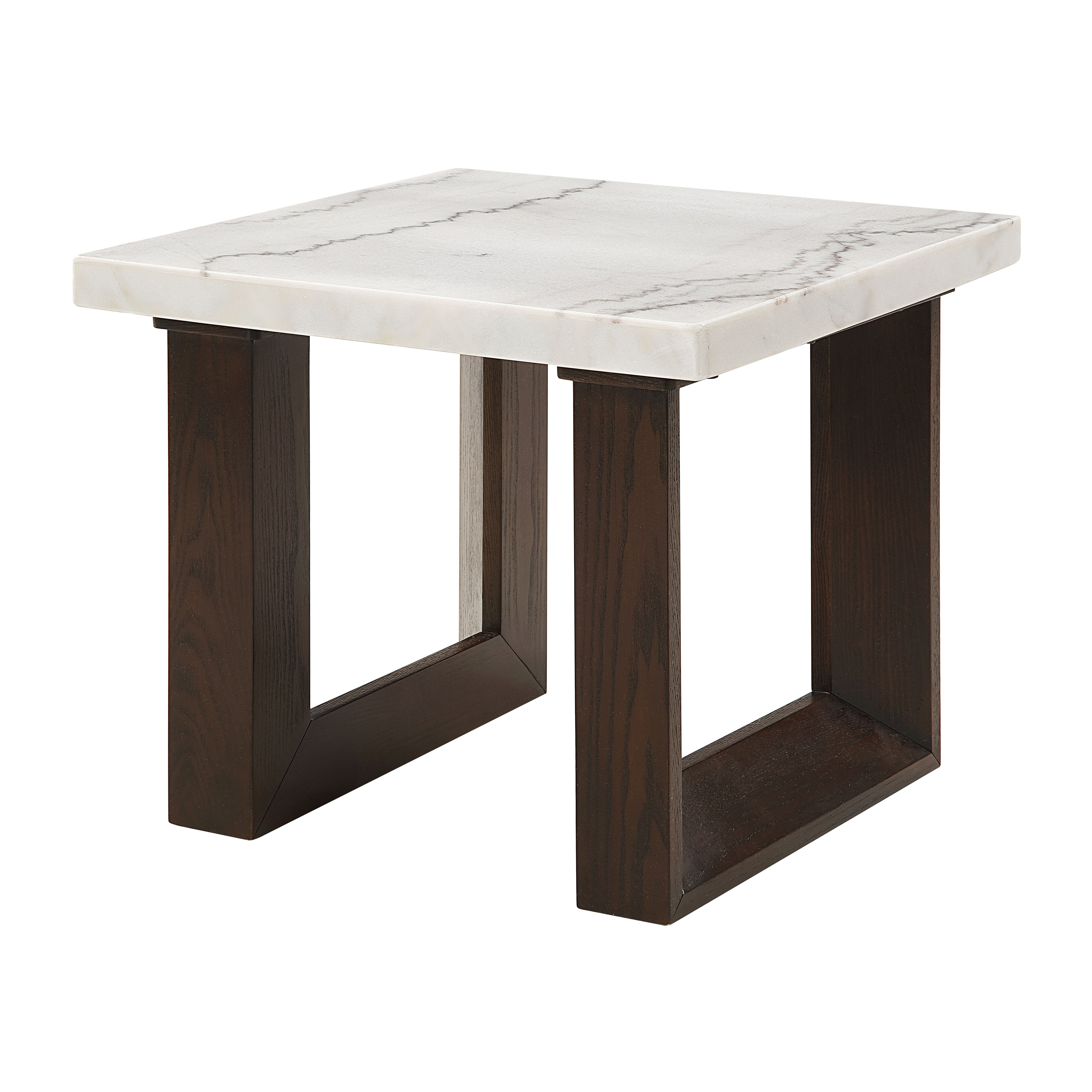 Hokku Designs End Table w/Marble Top, Natural Marble Top & Espresso ...