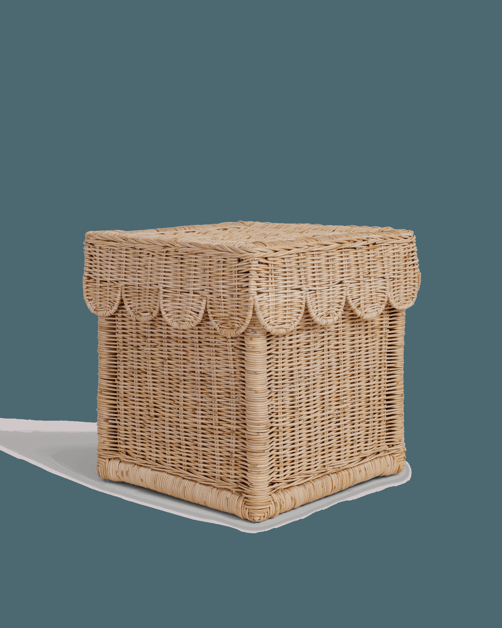 Zaara's Market Scallop Storage Rattan Bin With Lid | Wayfair