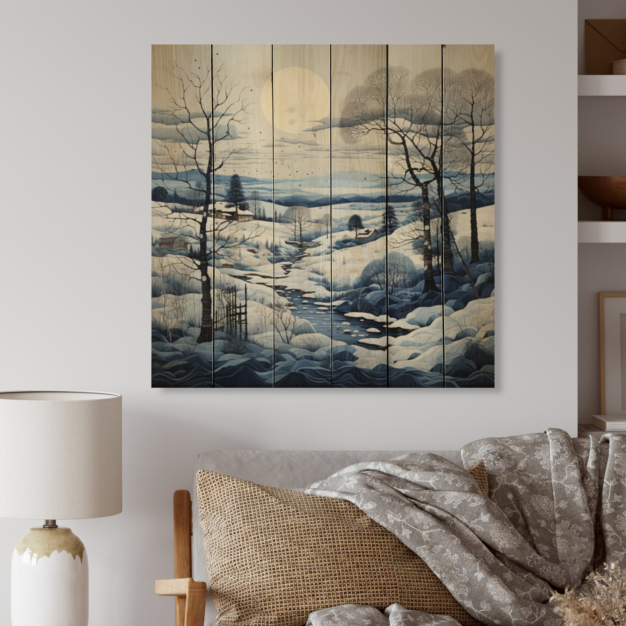 Red Barrel Studio Cheryce Snow Winters Moon Solitude IV On Wood Print ...