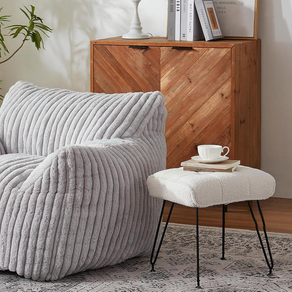 George Oliver Vanity Stools, Teddy Foot Stools Ottoman With Metal Leg ...