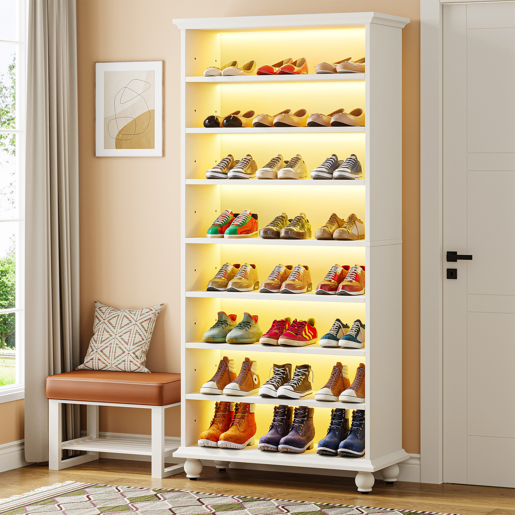 Alcott Hill® 30 Pair Shoe Storage Cabinet with LED Lighting & Reviews ...