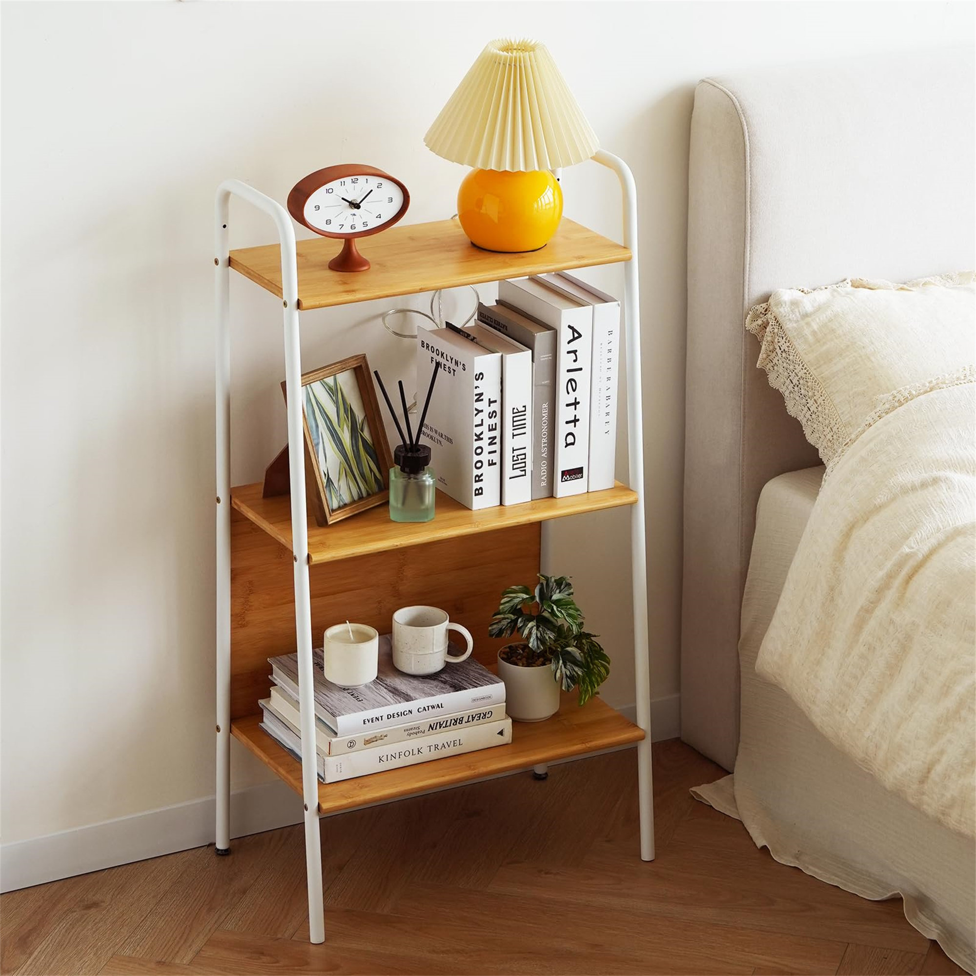 Latitude Run® Three-Tier Ladder Bookshelf With Storage Function | Wayfair