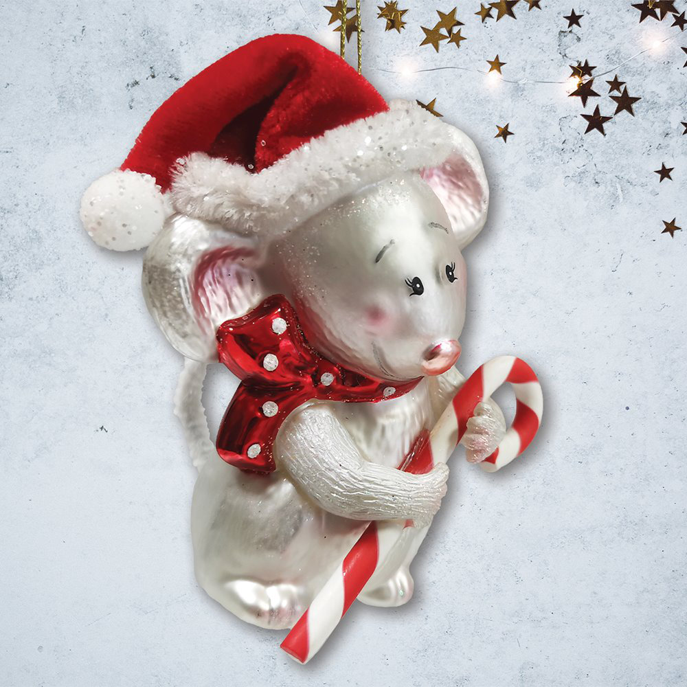 The Holiday Aisle® Festive Holiday Mouse Glass Christmas Ornament | Wayfair