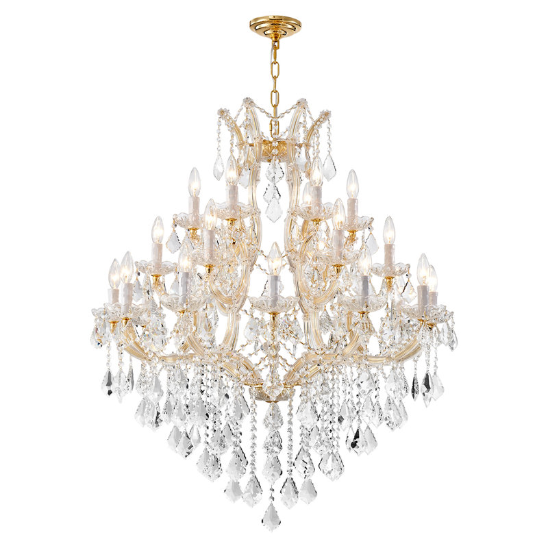 Everly Quinn 24 - Light Crystal Dimmable Tiered Chandelier | Wayfair