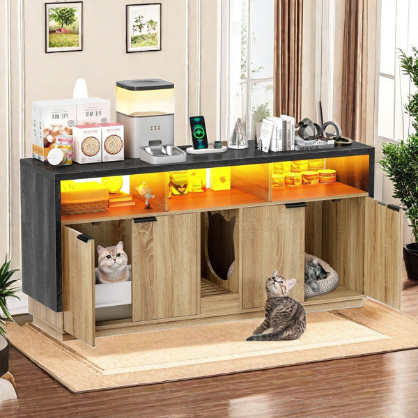 Tucker Murphy Pet™ Cat Litter Box Enclosure TV Stand Furniture Ith ...
