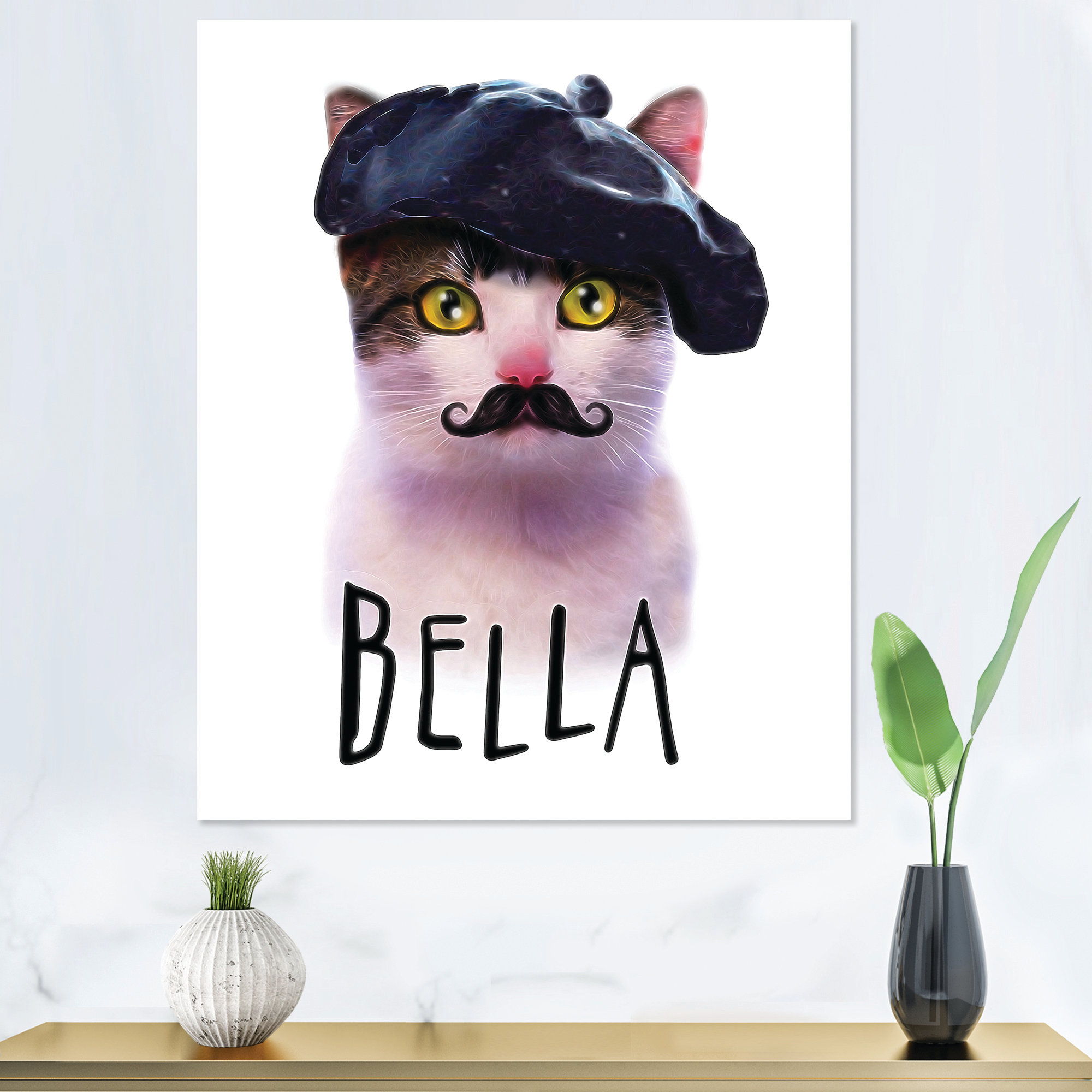 Trinx Hipster Funny Cat With Moustache - Children''s Art Canvas Art ...