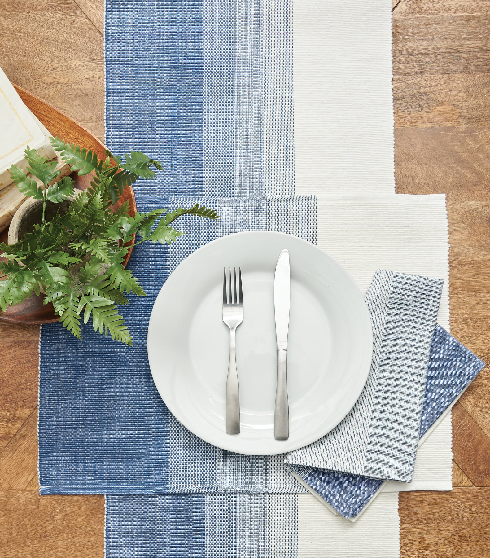 Dovecove Baileyton Sullivan Blue & White Ombre Patriotic Table Topper ...