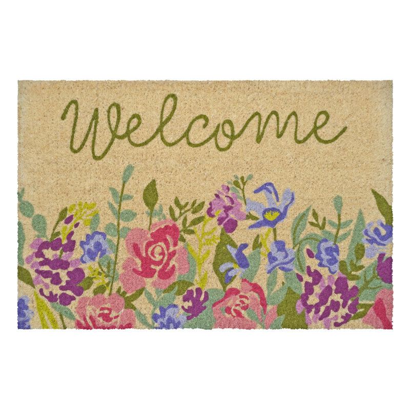 Lark Manor™ Welcome Floral Doormat 24" x 36" | Wayfair