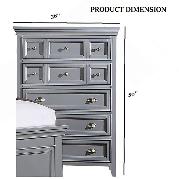 Lark Manor Transitional Style 1pc Chest 5-Drawers Cup Handle And Round ...
