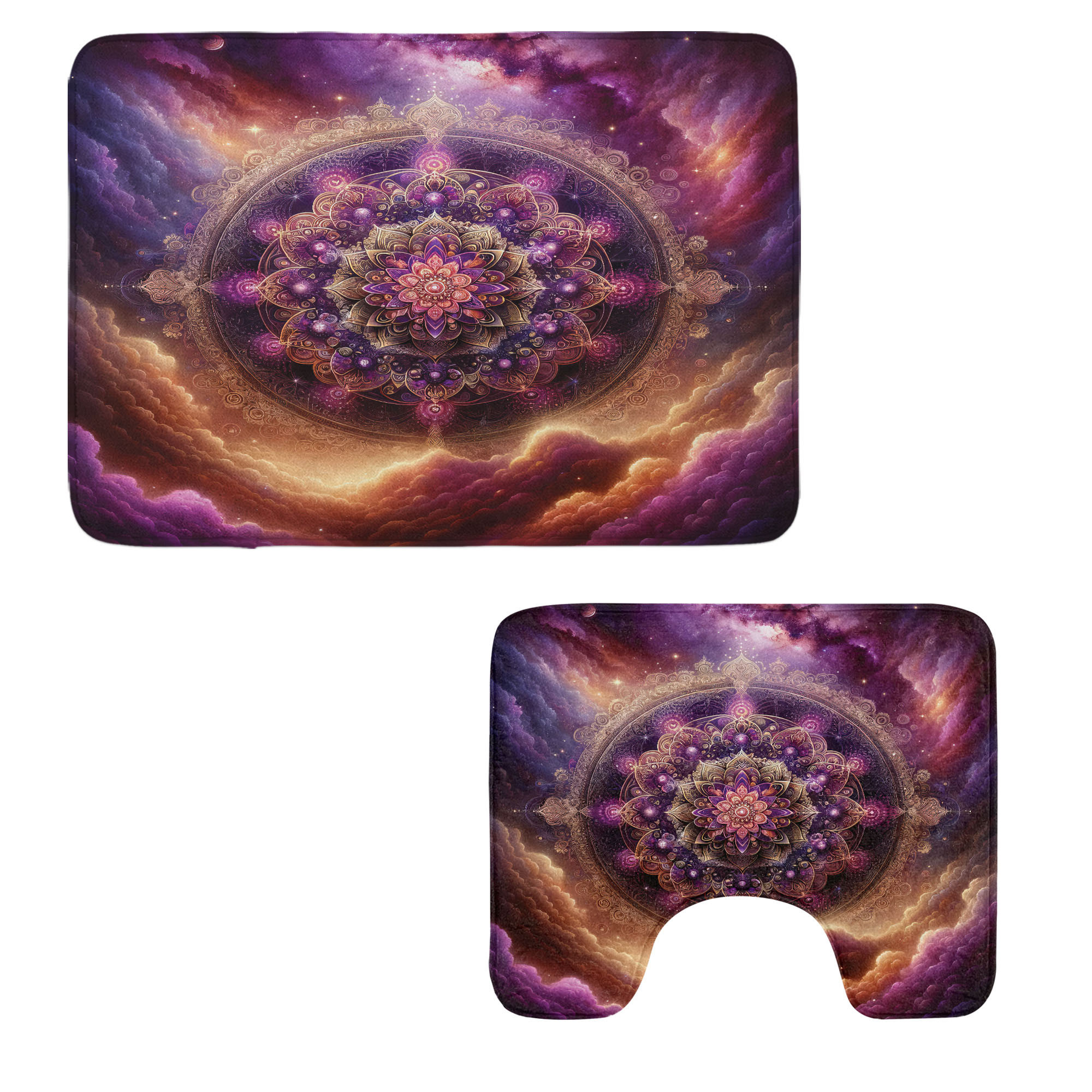 East Urban Home Purple Bathroom Rug Set 2 Pieces Rectangle & Contour ...