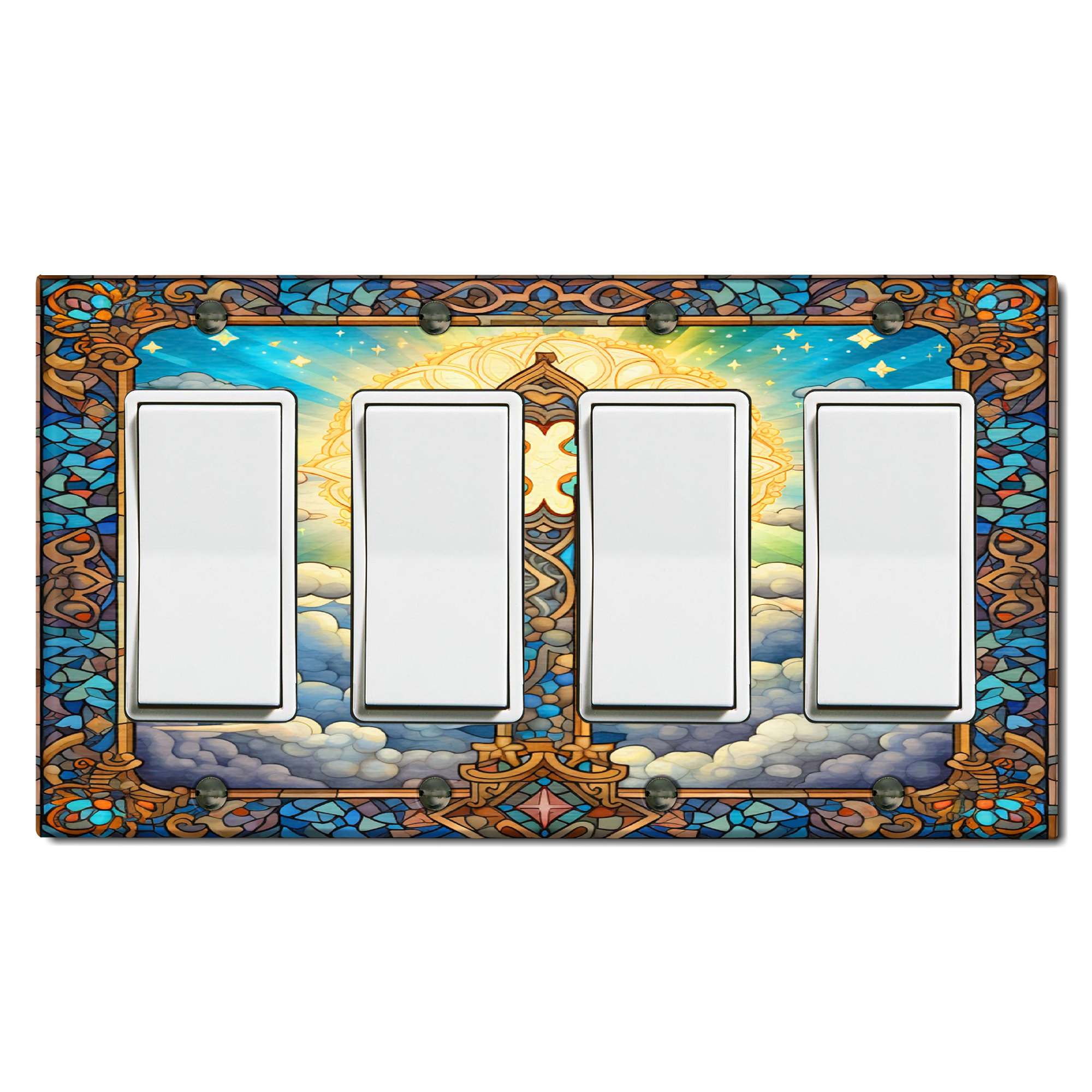 WorldAcc Metal Light Switch Plate Outlet Cover (Religious Cross Cloud ...