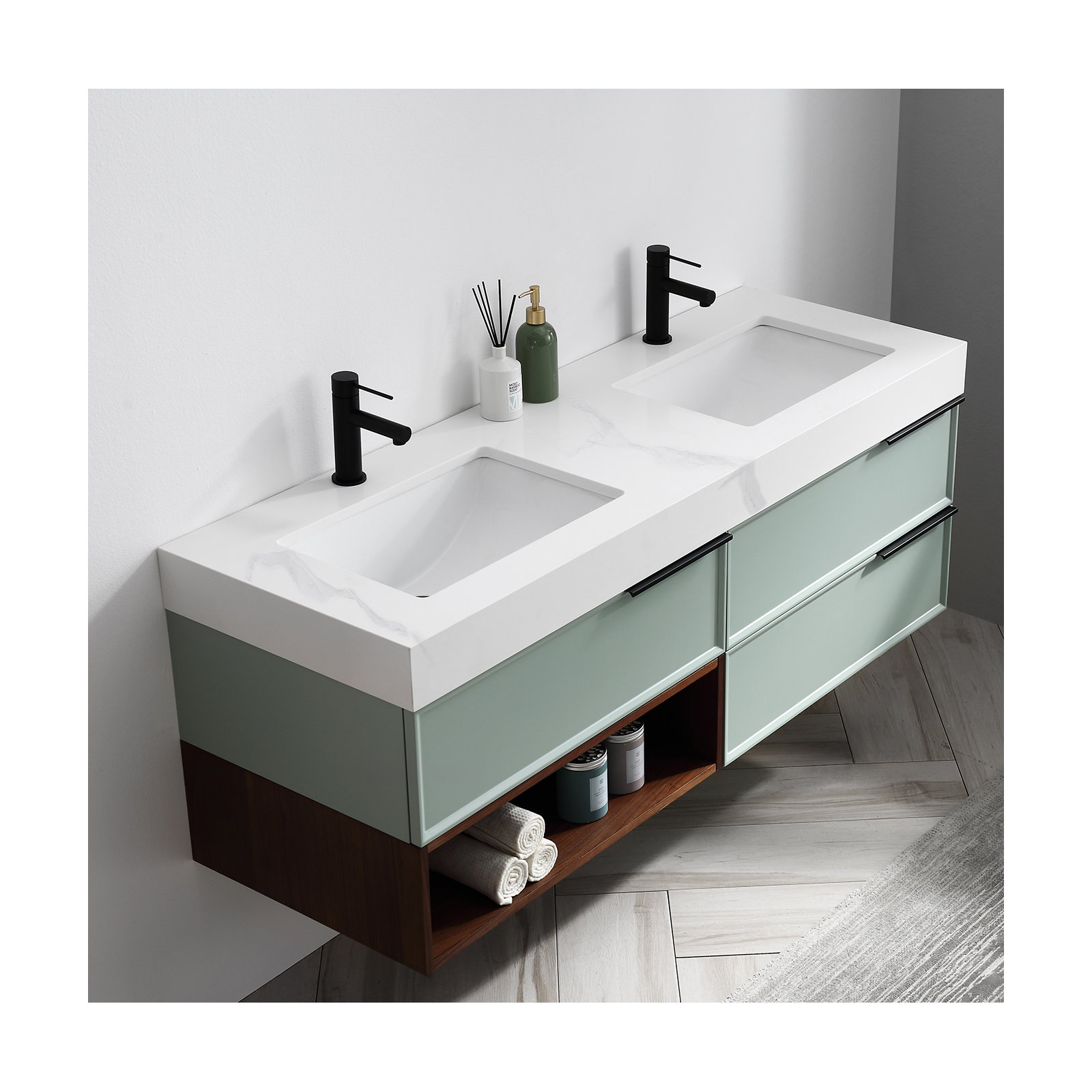 AllModern Nikola 60'' Natural Wood Veneer Plywood Double Bathroom ...