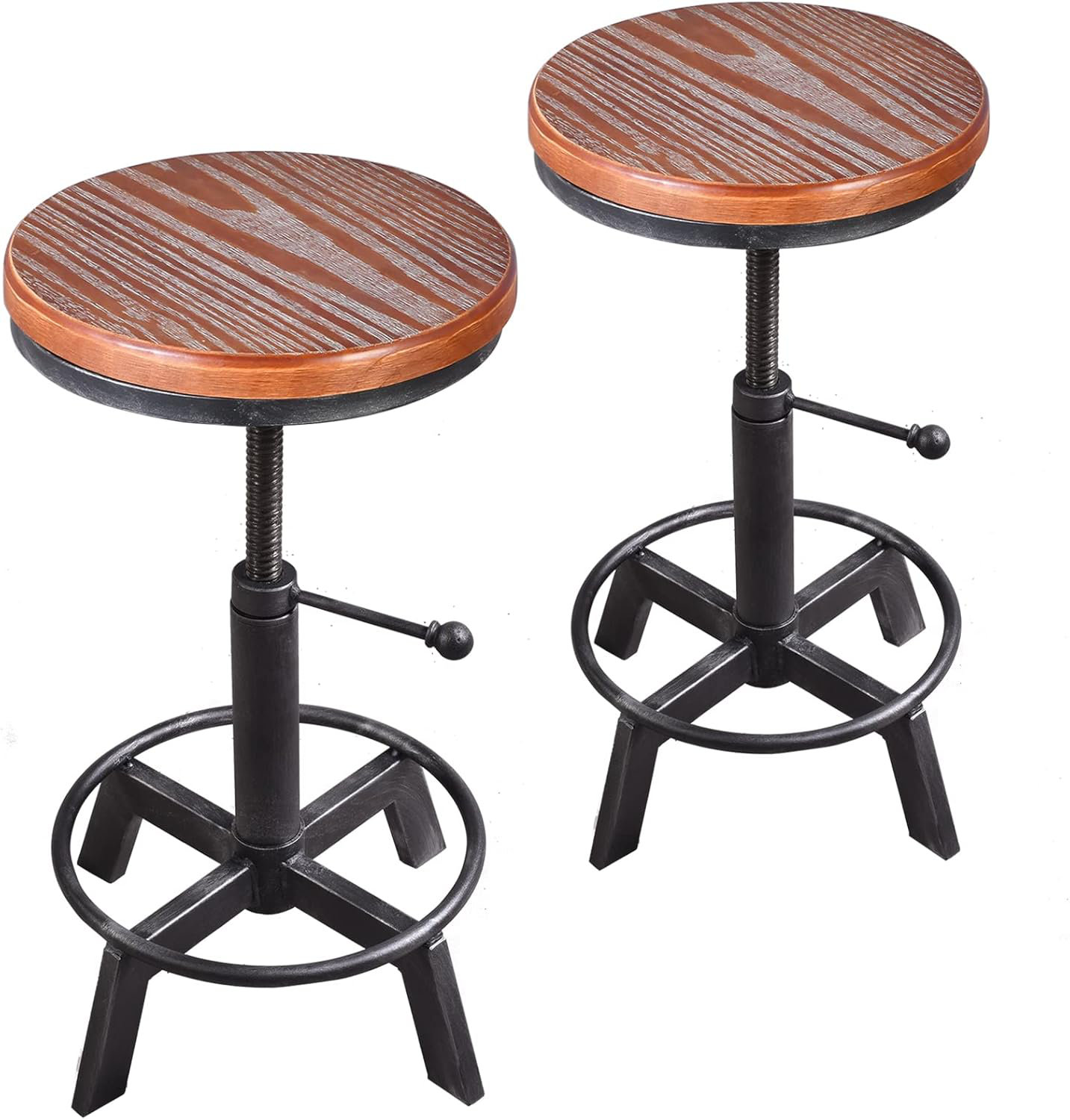 17 Stories Set Of 2-Industrial Bar Stool-Rustic Counter Height Chairs ...