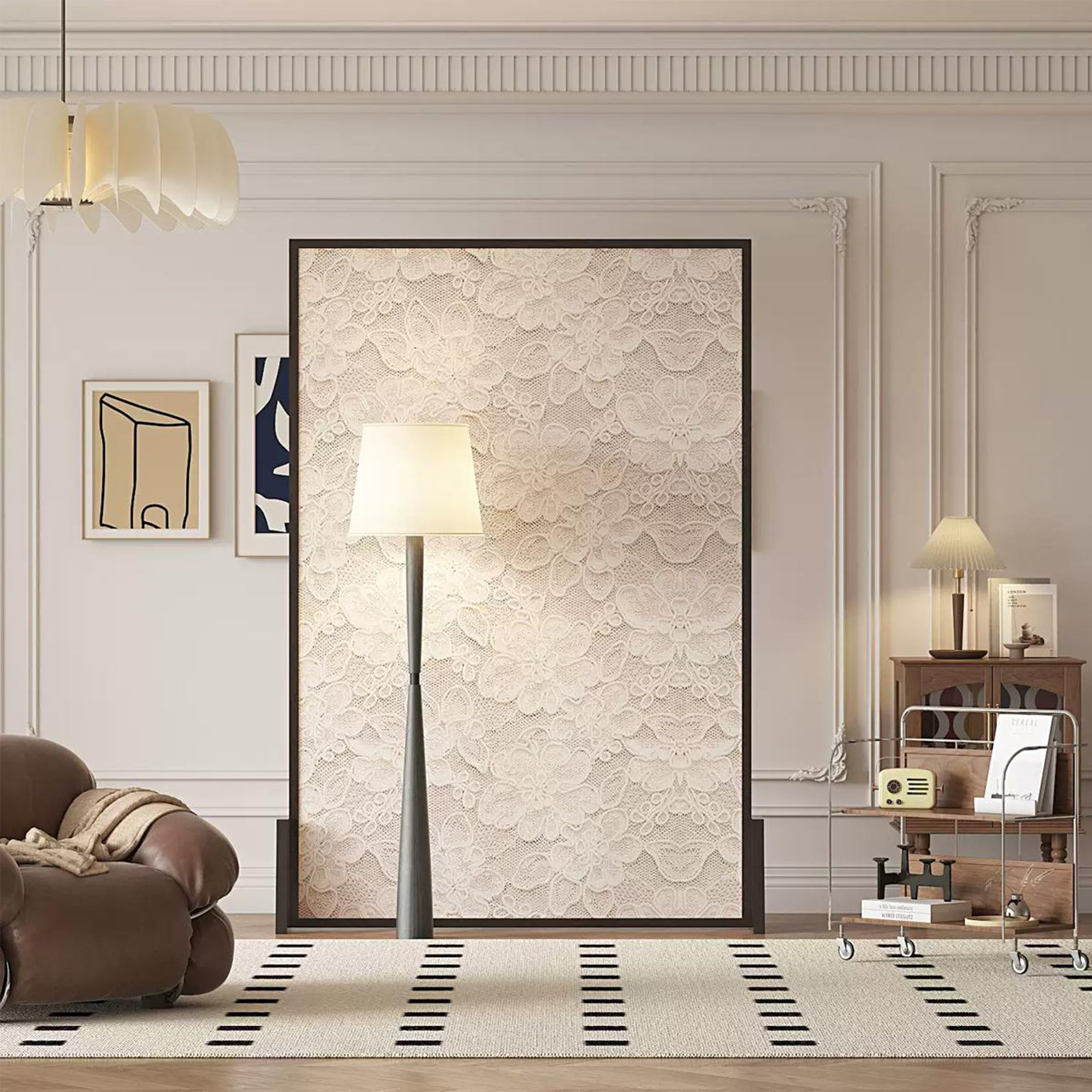 Red Barrel Studio® Walnut Wood Canvas Screen | Wayfair