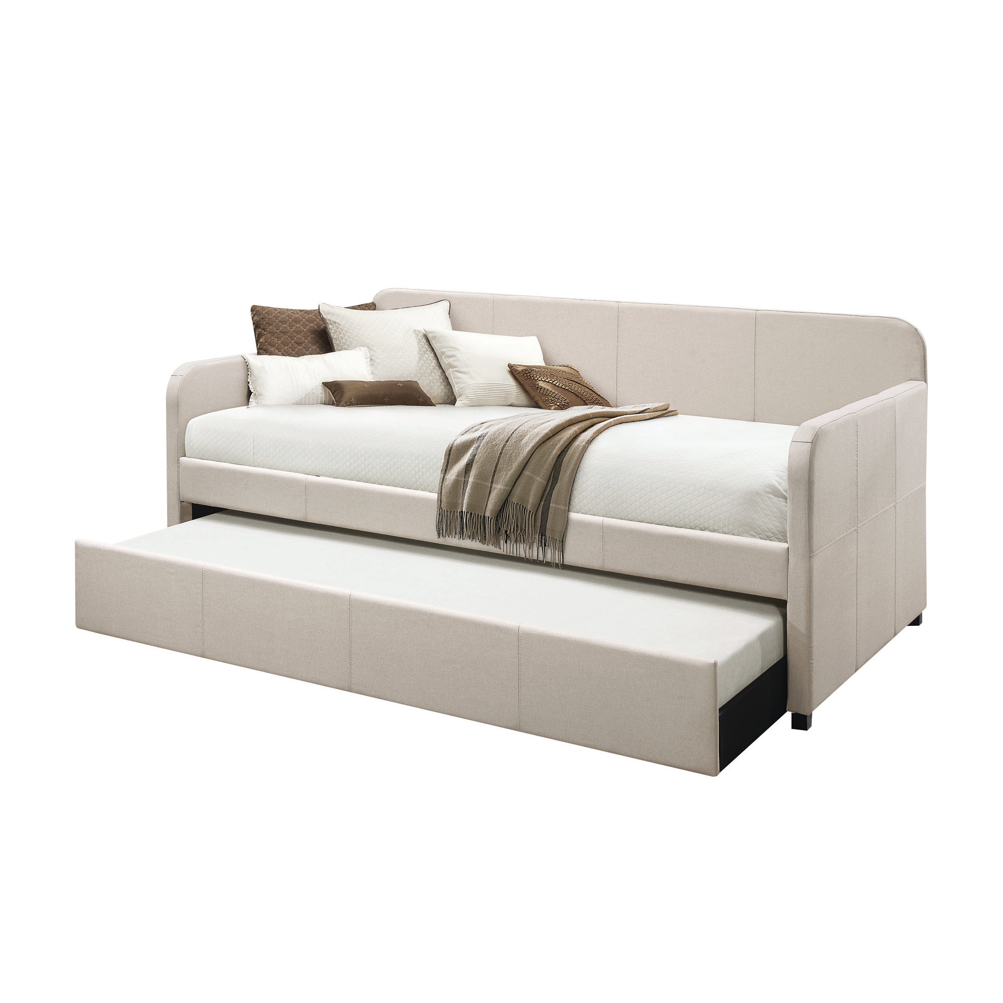 Everly Quinn Comfortable Fabric Daybed Trundle With Versatile Functions ...