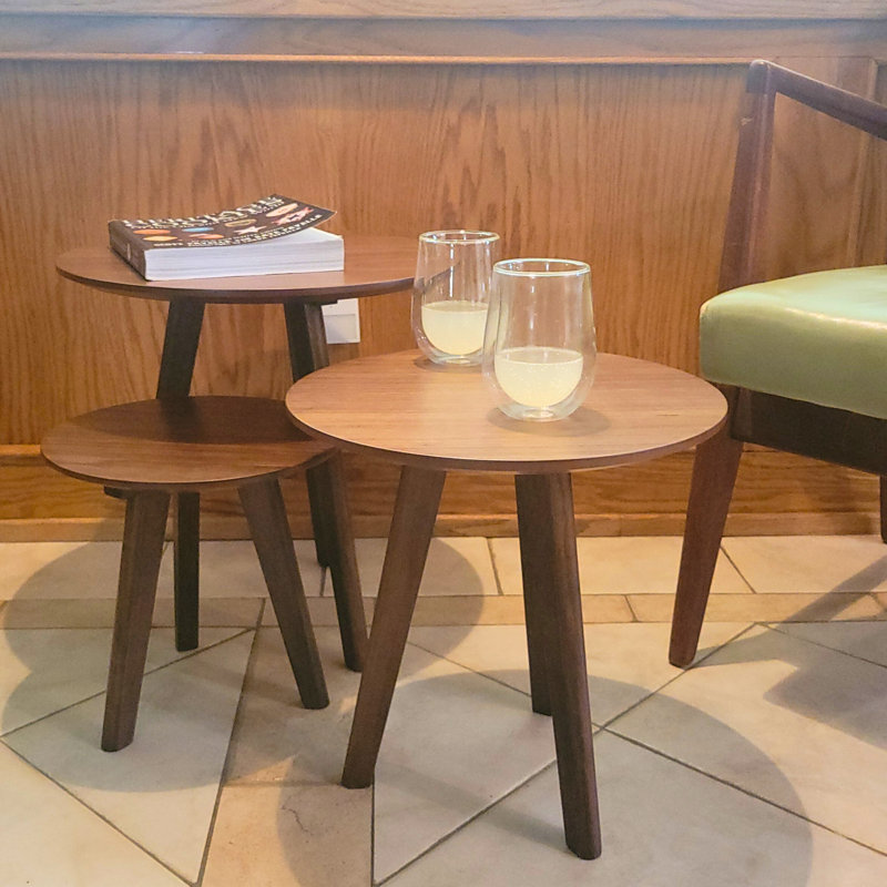 George Oliver Kalkidan 3 Round Wood Nesting Tables & Reviews | Wayfair