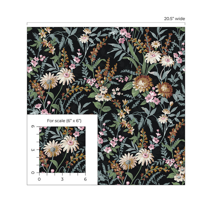 Red Barrel Studio® Yanci Peel & Stick Floral Roll & Reviews | Wayfair