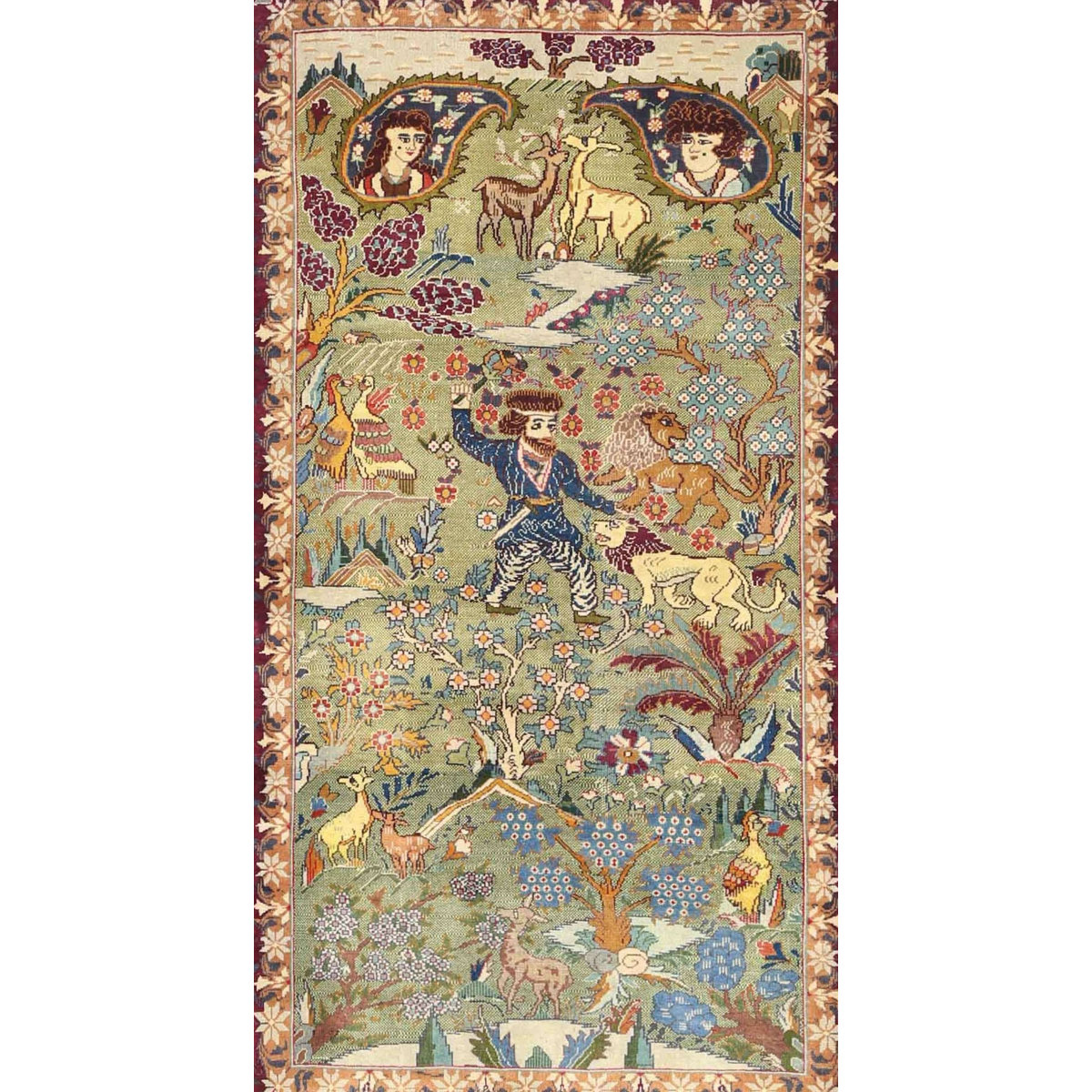 Bungalow Rose Traditional Green/Brown Area Rug | Wayfair