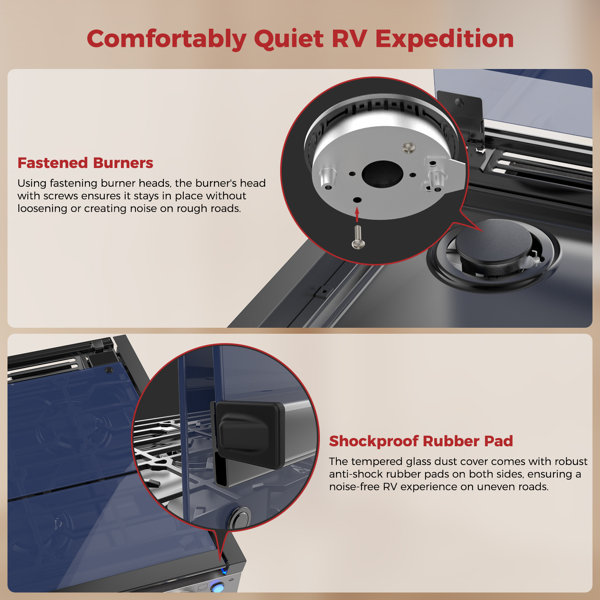 CAMPLUX 13,000BTU RV Cooktop 2 Burners Slide-in, Propane Cooktop Stove ...