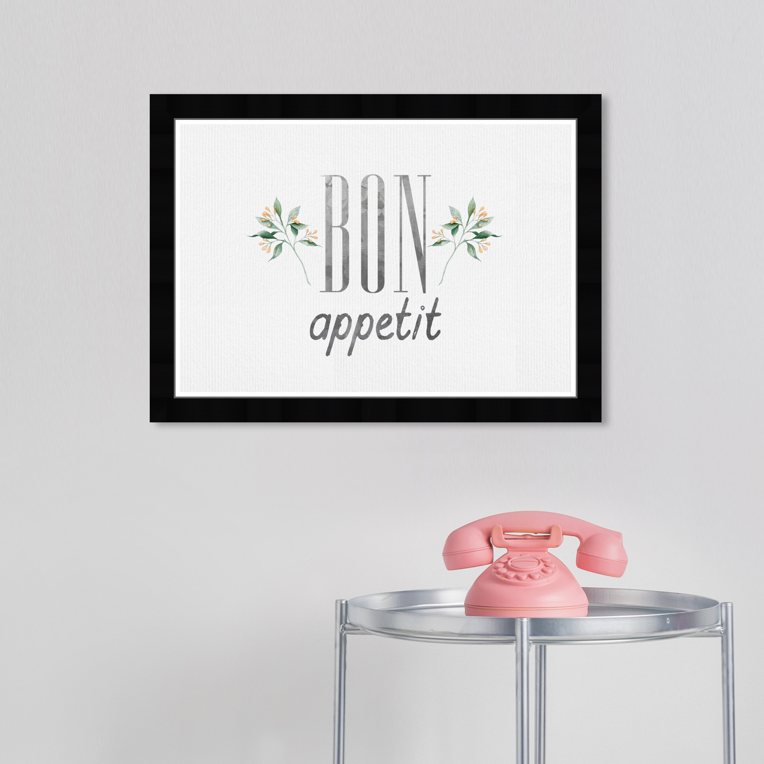 Trinx Typography and Quotes Bon Appetit Glam Grey Paper Wall Art Print ...