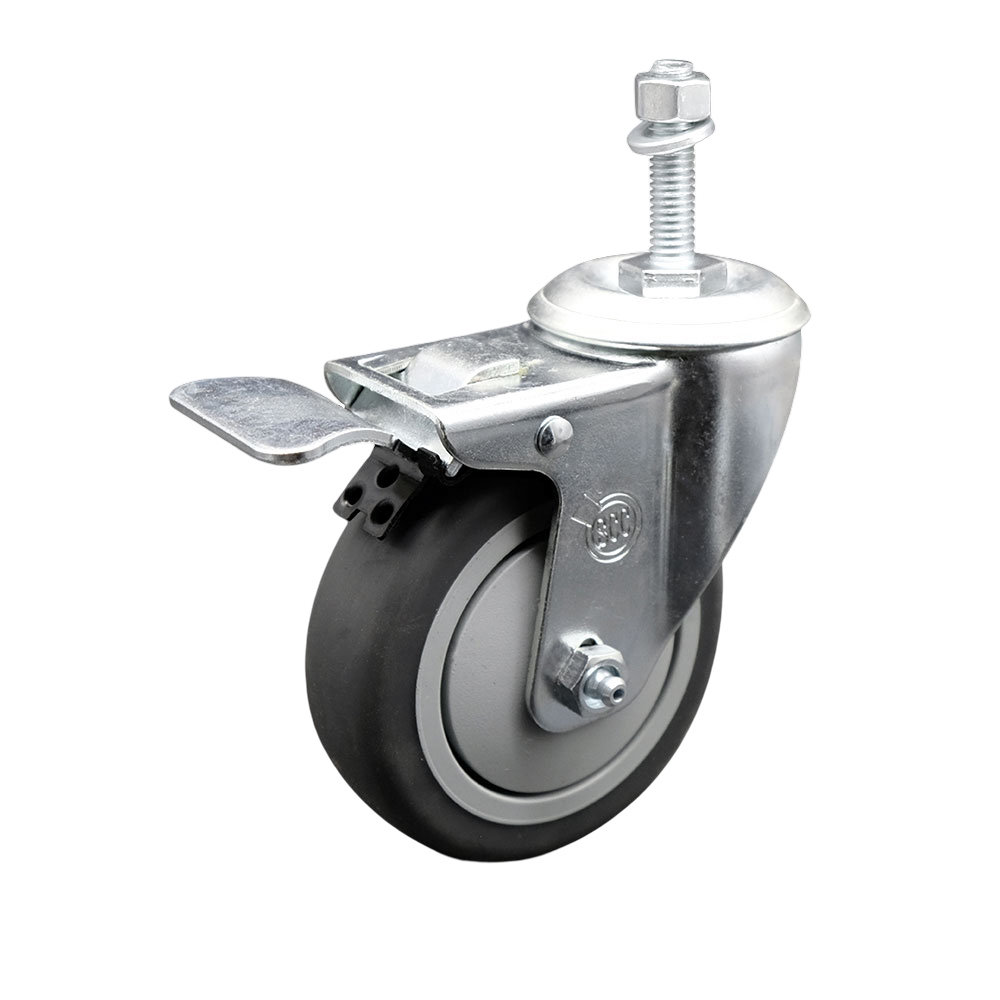 Service Caster Rubber Swivel 3/8 Inch Stem Caster with Total Lock Brake ...