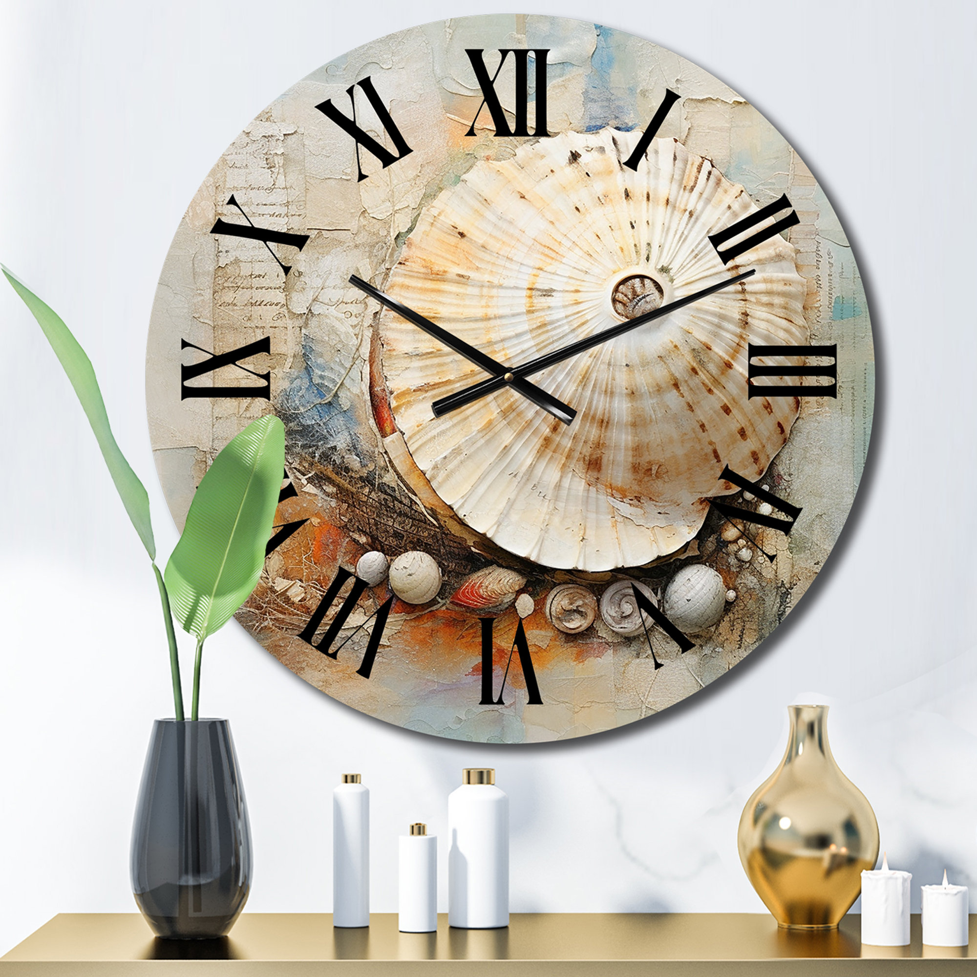 East Urban Home Abstract Seashell Treasures I - Animals Wall Clock ...