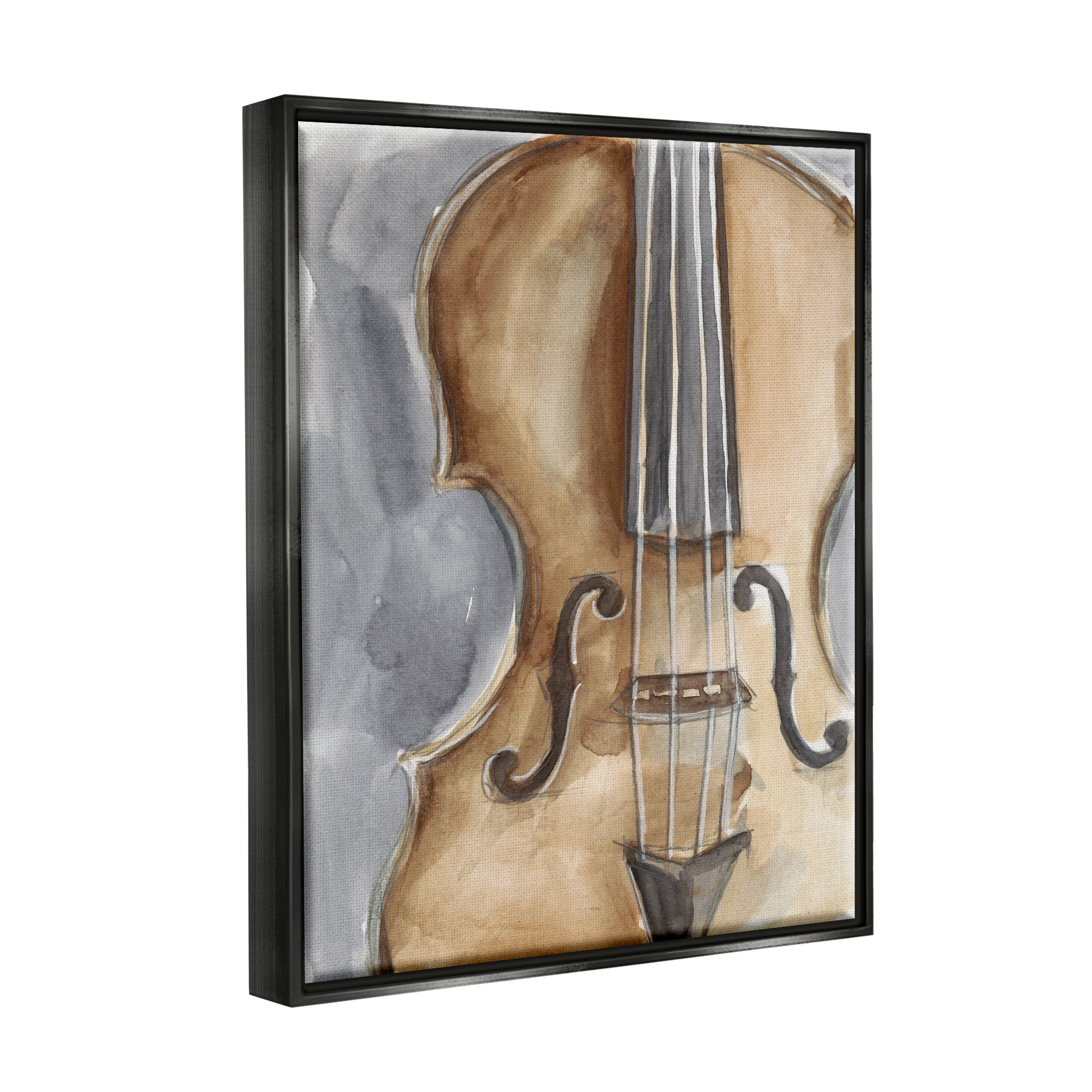 Red Barrel Studio® Cello Music Painting Framed Floater Canvas Wall Art ...