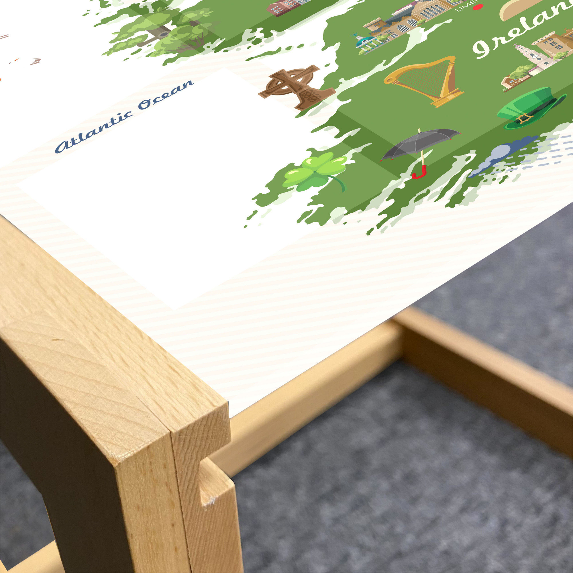 East Urban Home Ireland Map Coffee Table, Graphic Design Of Cultural ...