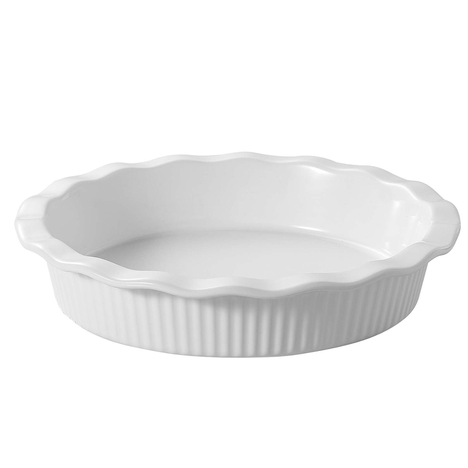 DOWAN 1-Piece Pie Pan | 9 Inch White Ceramic Fluted Edge Deep Dish ...