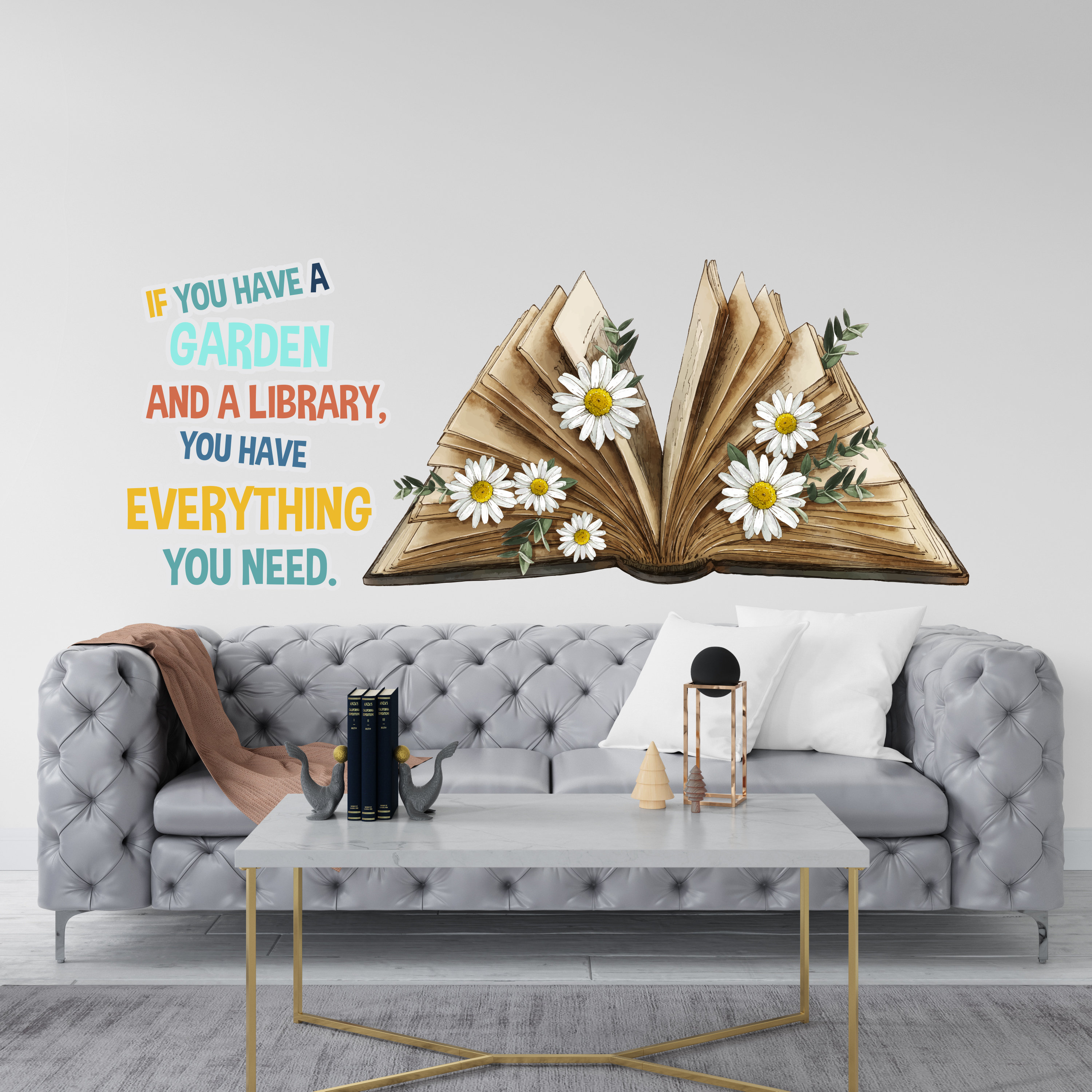 Trinx Library Vinyl Wall Art Decals, Book Shelves Decor, Library Wall ...