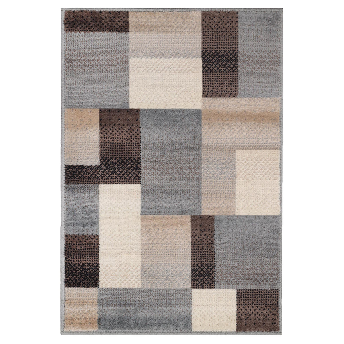 Corrigan Studio® Grey-Brown Round Patchwork Power Loom Stain Resistant ...