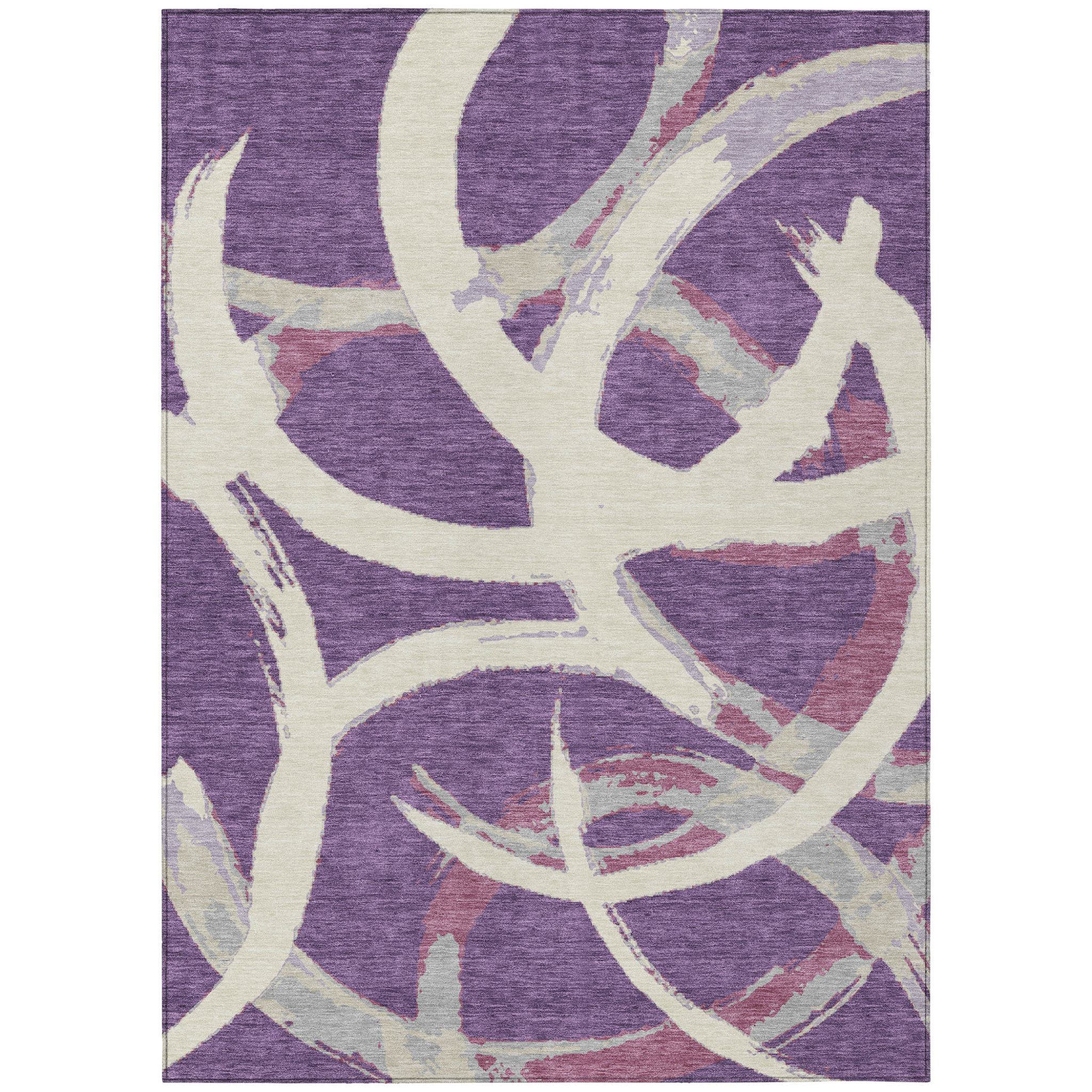 HomeRoots 8' X 10' Purple Abstract Washable Indoor Outdoor Area Rug ...