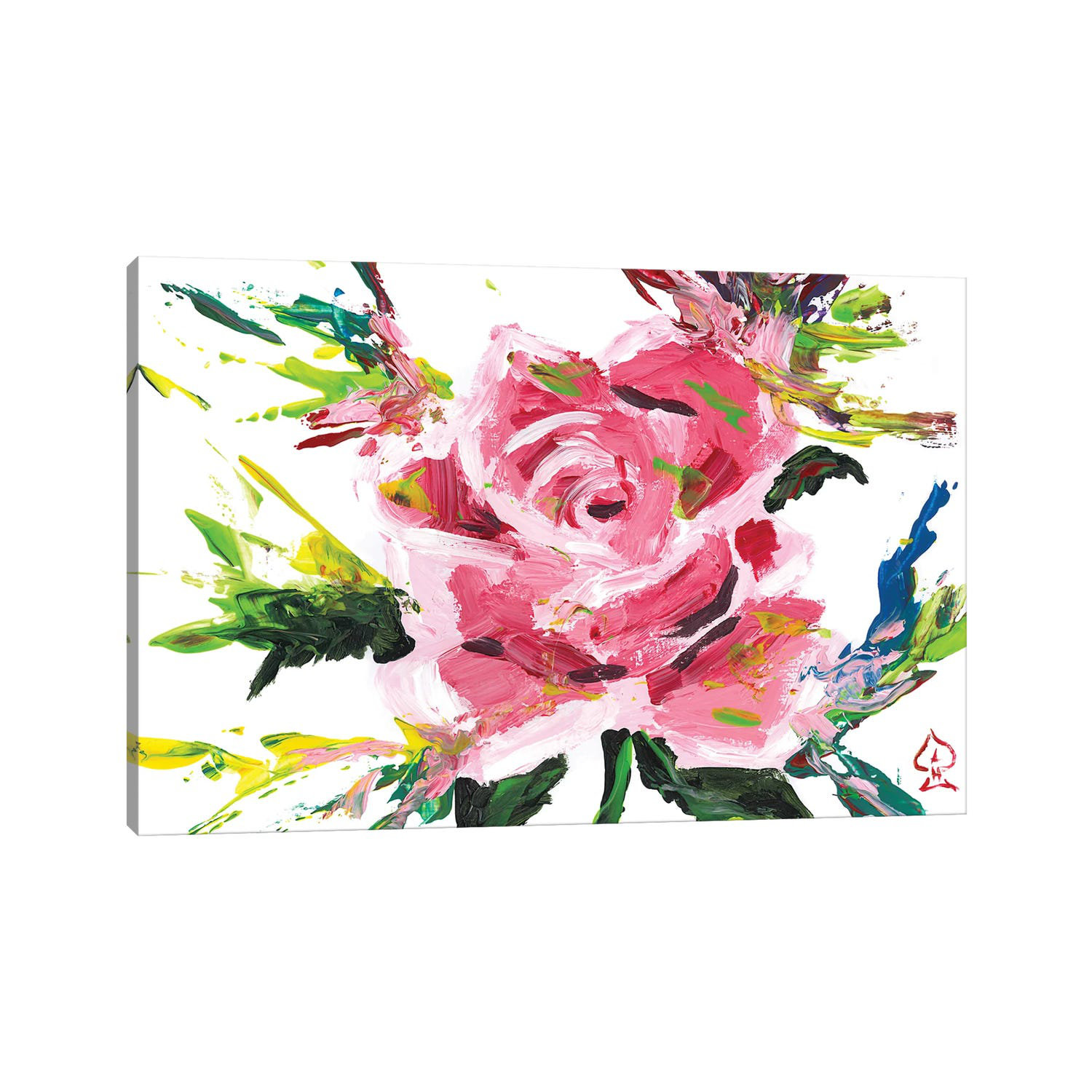 East Urban Home Pink Rose Abstract by Andrew Harr - Wrapped Canvas ...