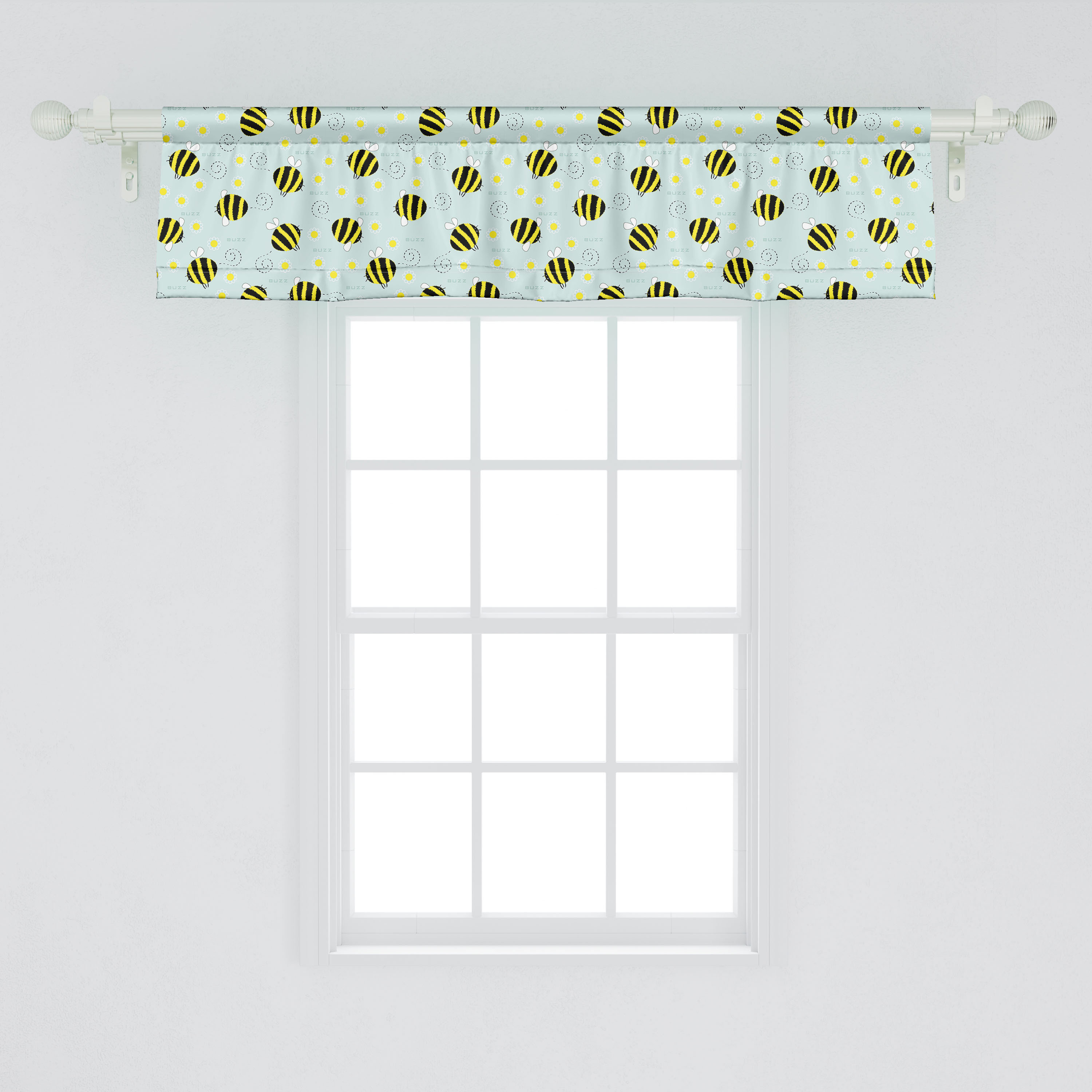 Ambesonne Queen Bee Valance Pack of 2 Hand Drawn Flower Motifs 54" Pale ...