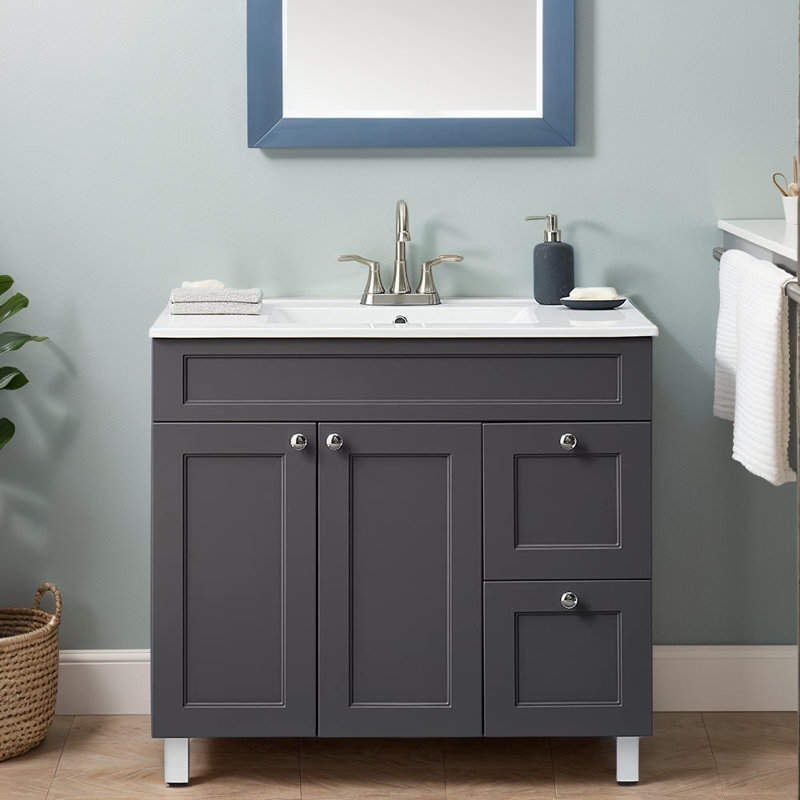 Ebern Designs 36'' Grey Modern Free-standing Single Bathroom Vanity Set ...