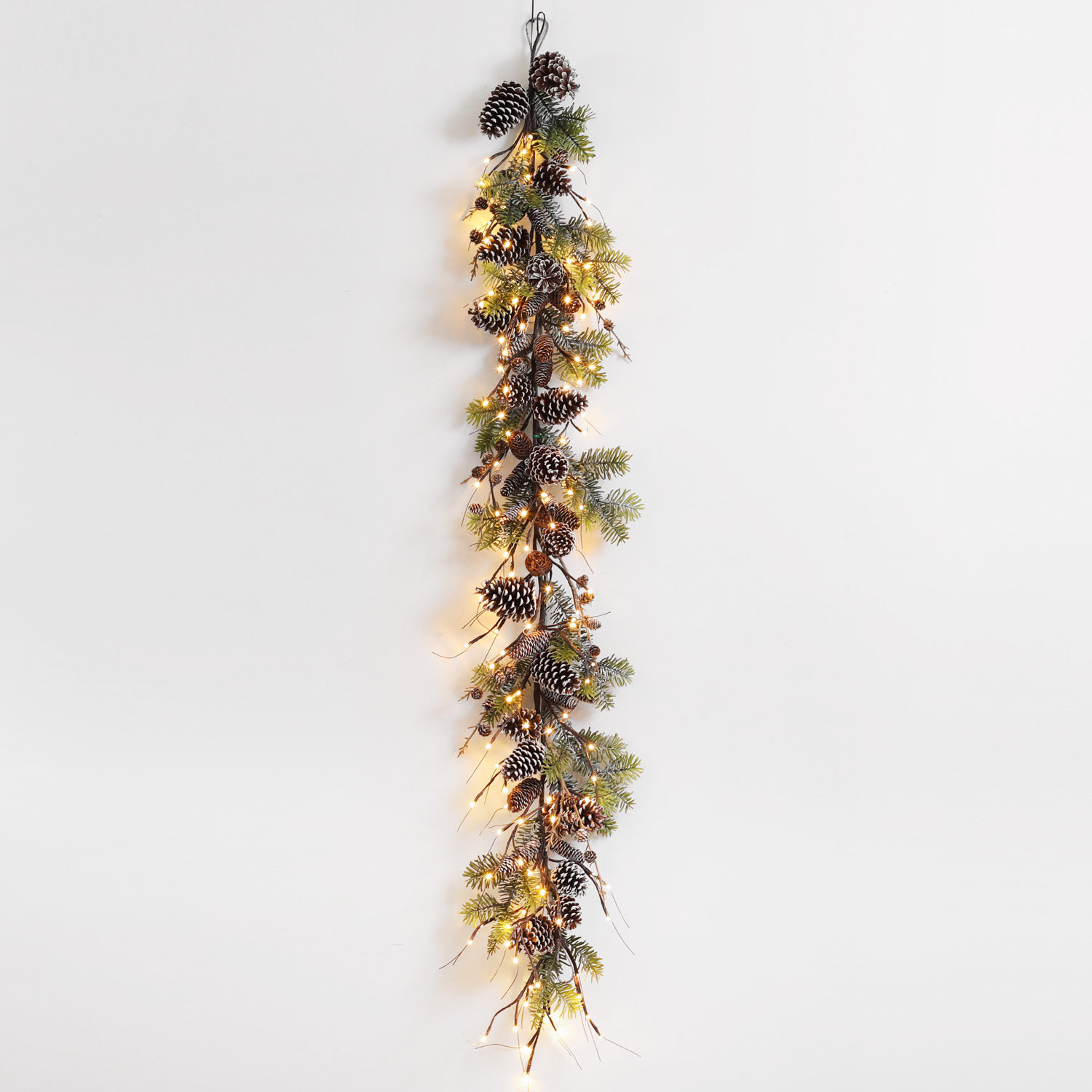 The Holiday Aisle® 18 FT Prelit Spruce & Pinecone Winter Christmas ...