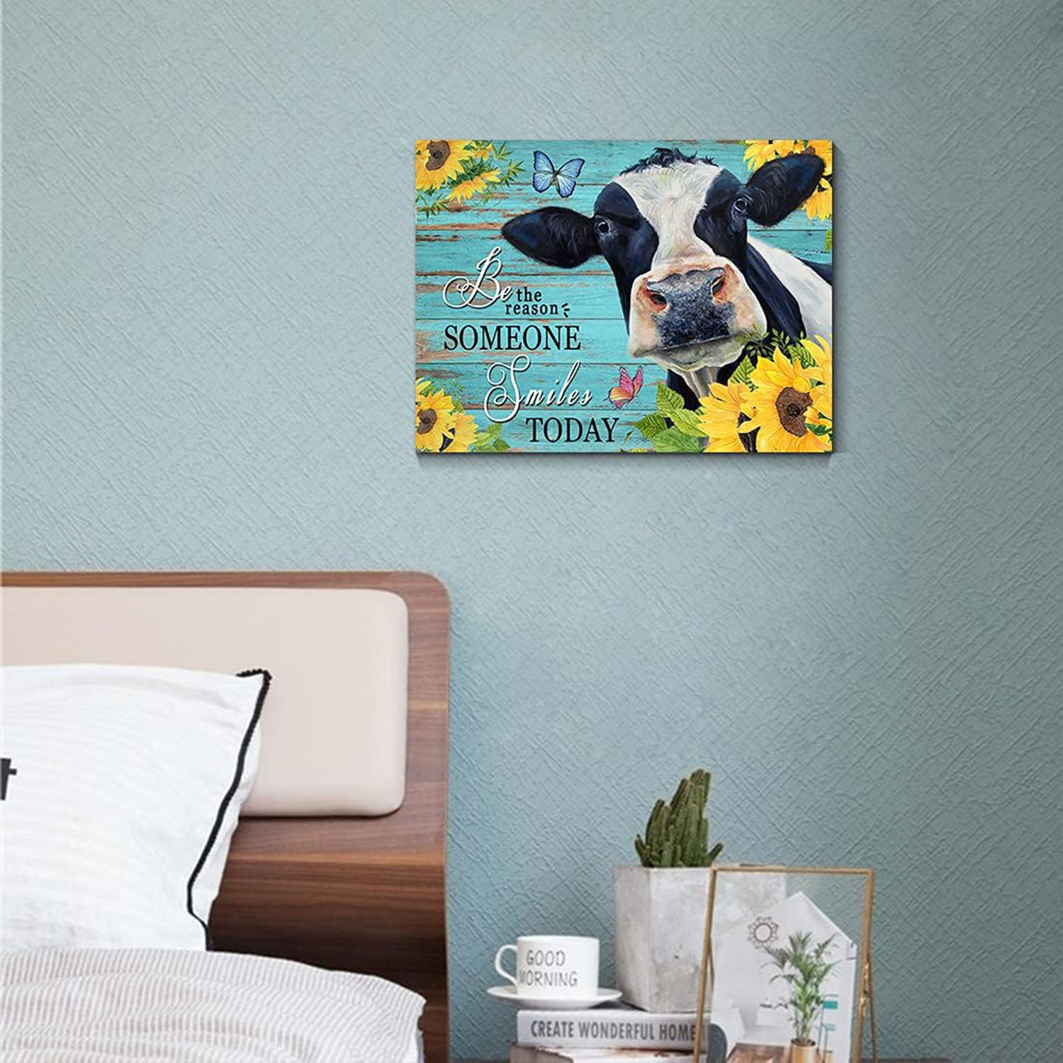 Trinx Qute Cow Flower Picture Canvas Print Motivational Quotes Wall ...